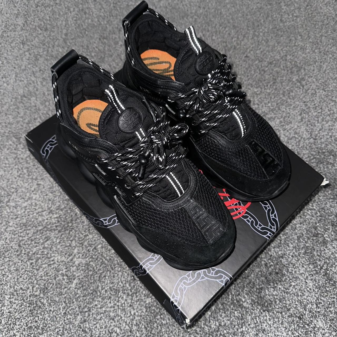 Versace Chain Reaction Black Trainers Size UK... - Depop