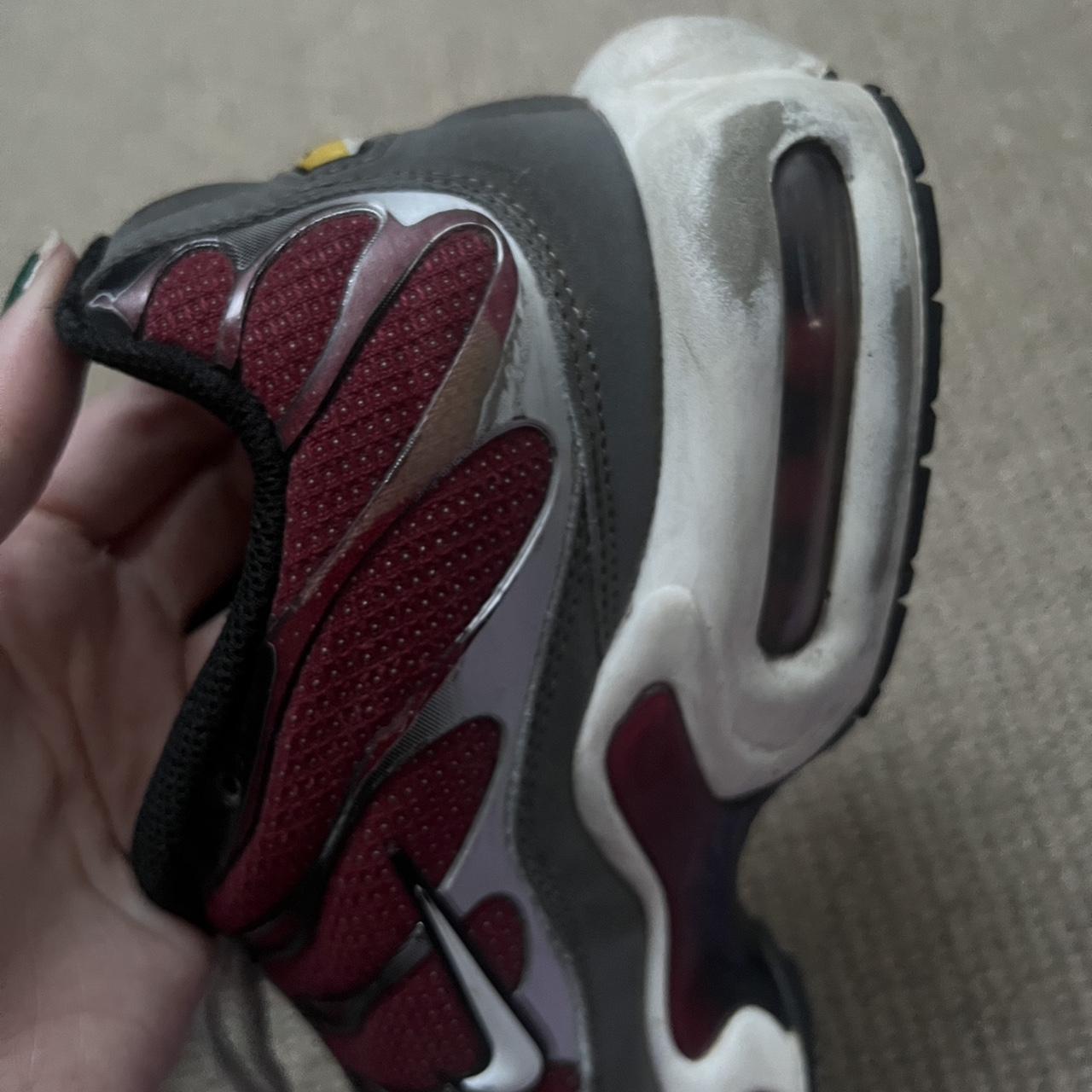 red and silver nike tns pretty worn open to offers... - Depop