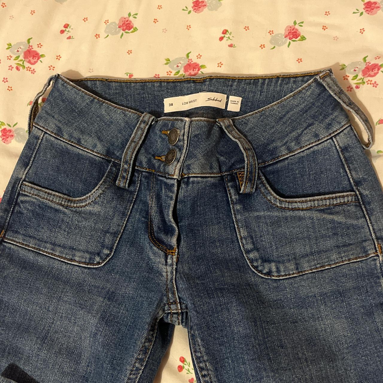 Low rise flare blue denim jeans Brand-Subdued Uk... - Depop