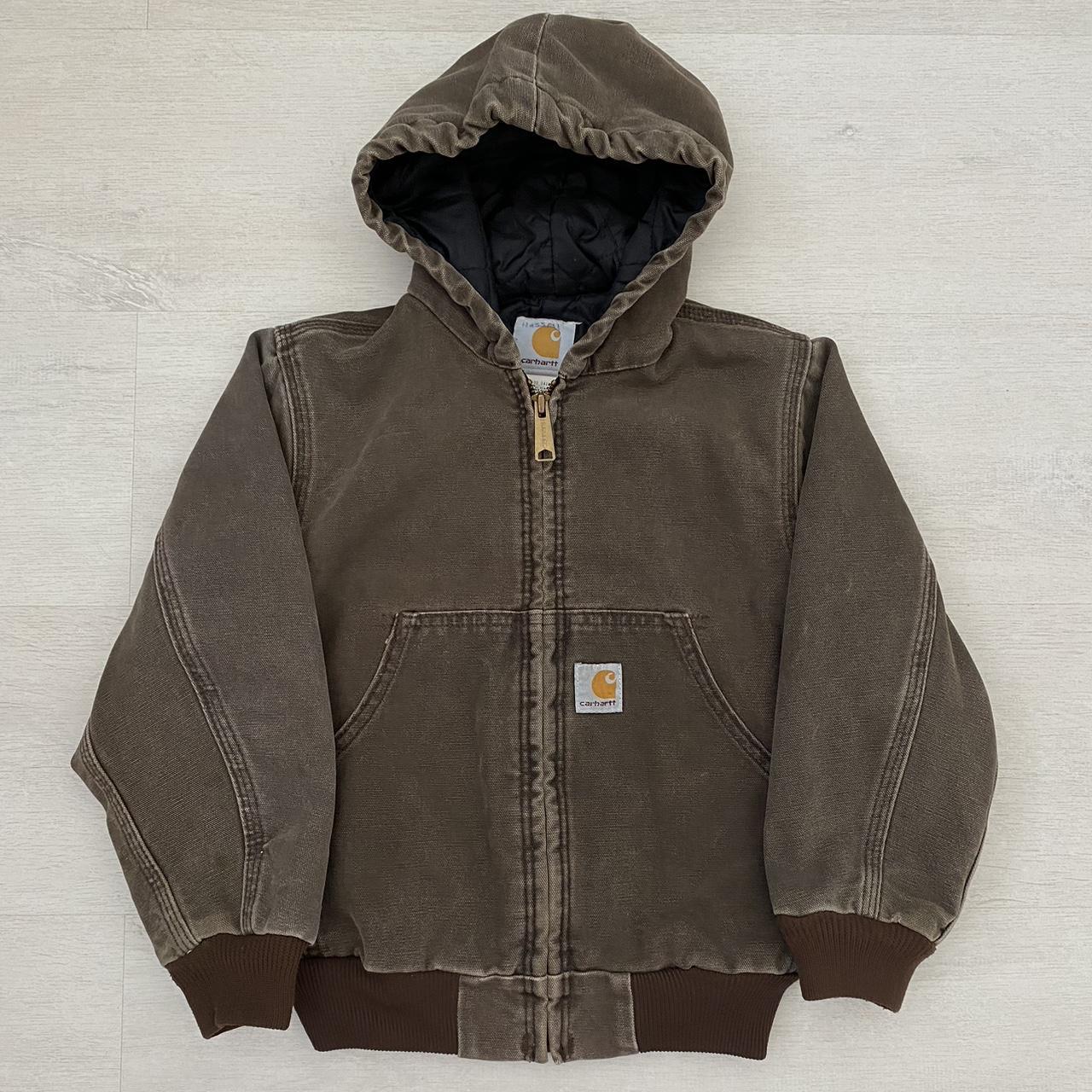 Vintage Carhartt Zip Up Hooded Jacket Brown Y06 CHT... - Depop