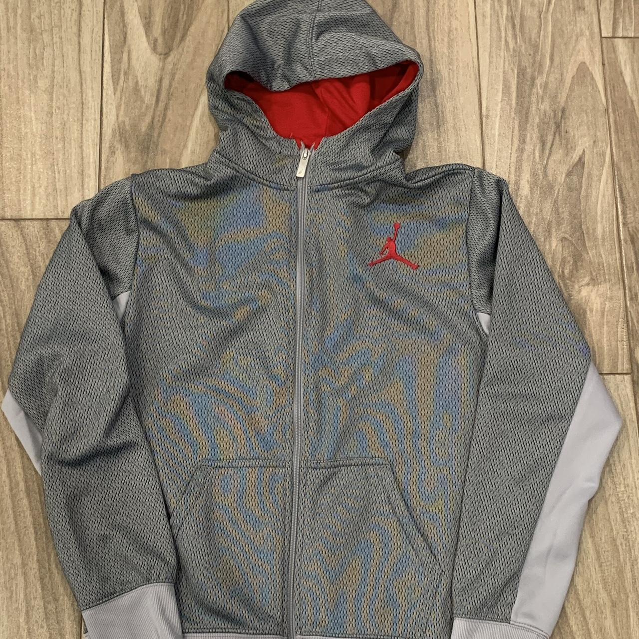 XL Grey Jordan Zip Up Hoodie Chest: 21 Length: 24 - Depop