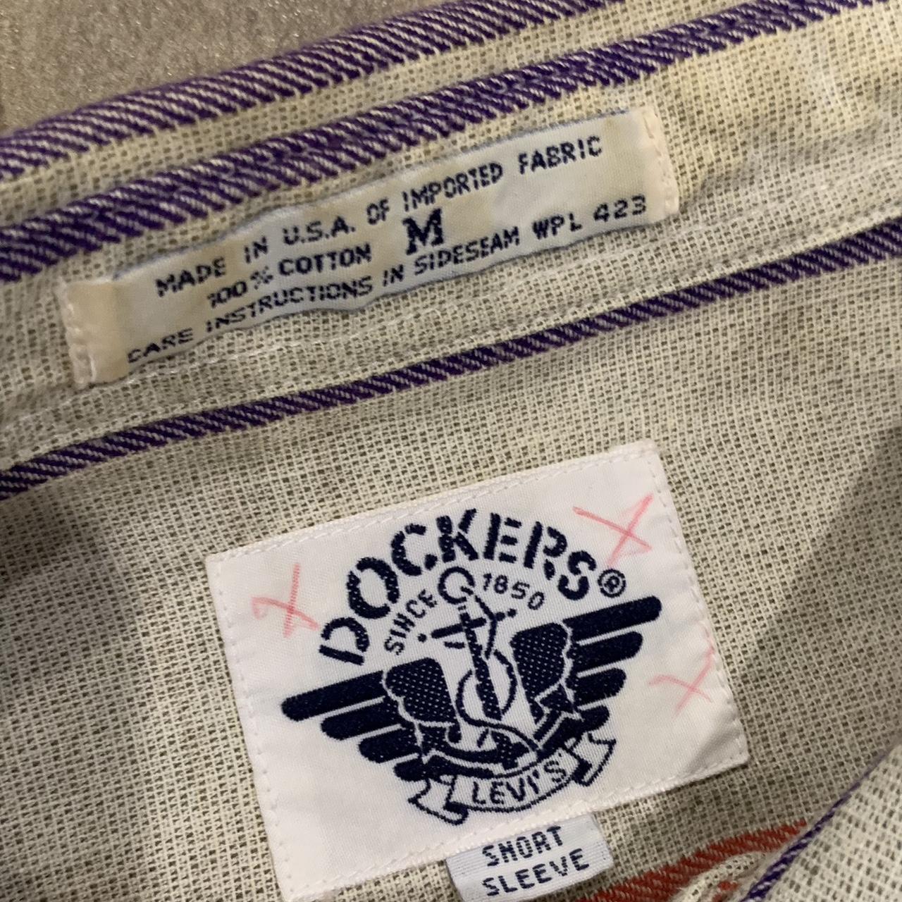 Vintage Dockers Short Sleeve Striped Shirt Chest... - Depop