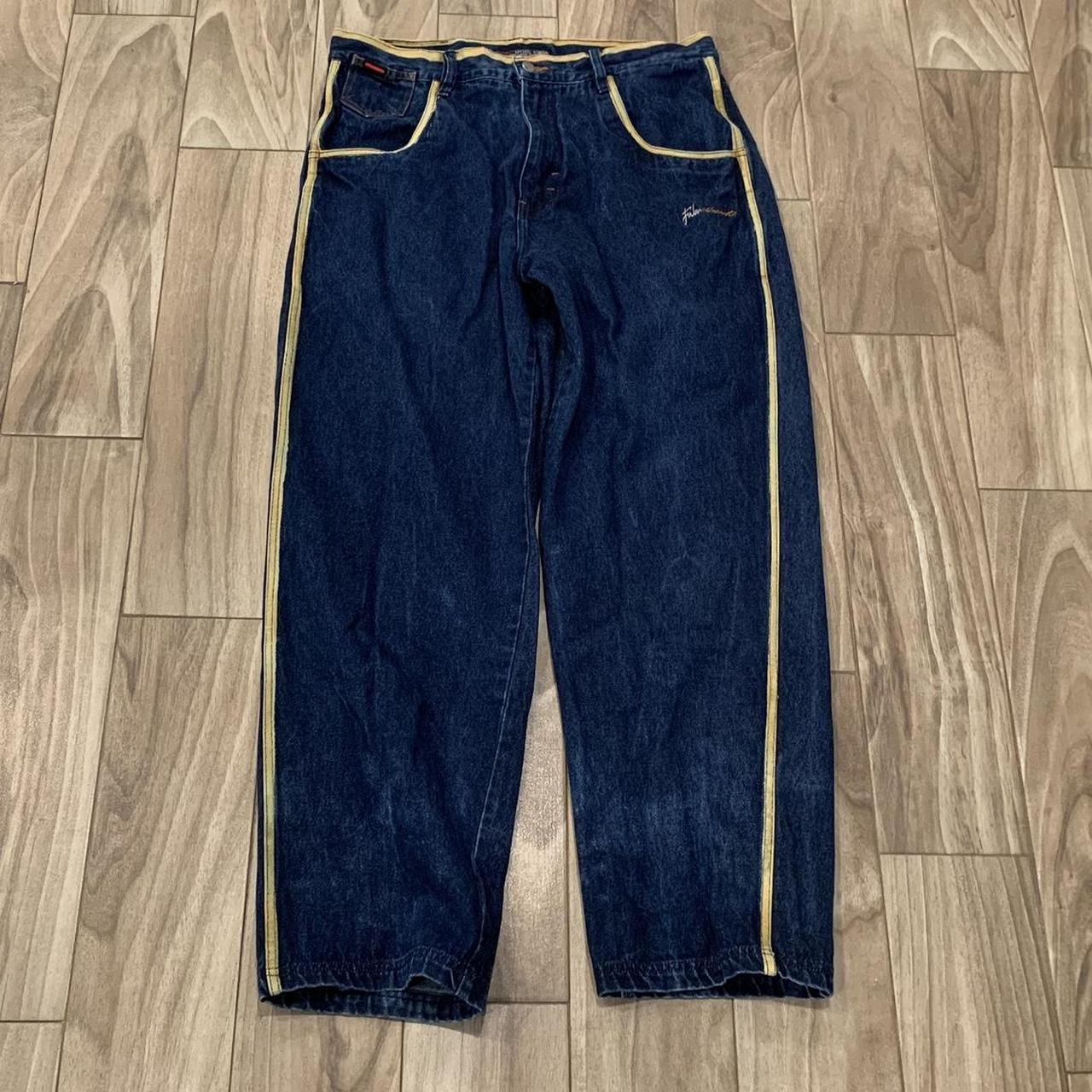 38x34 Baggy FUBU Denim Jeans Features double back... - Depop