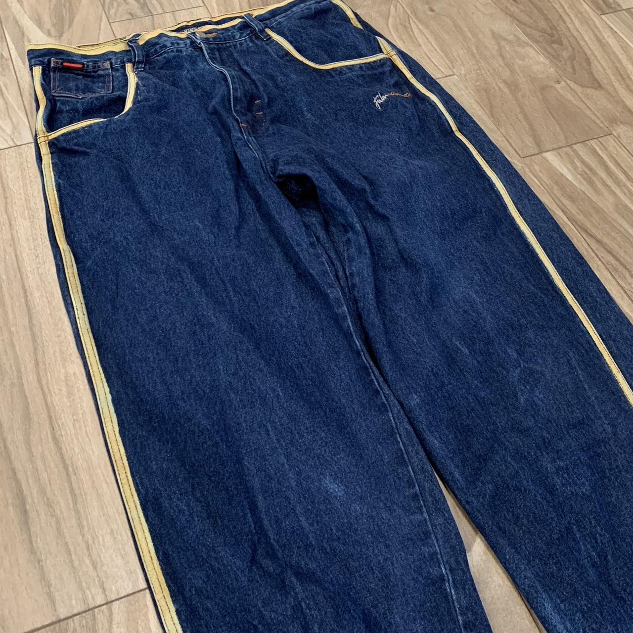38x34 Baggy FUBU Denim Jeans Features double back... - Depop