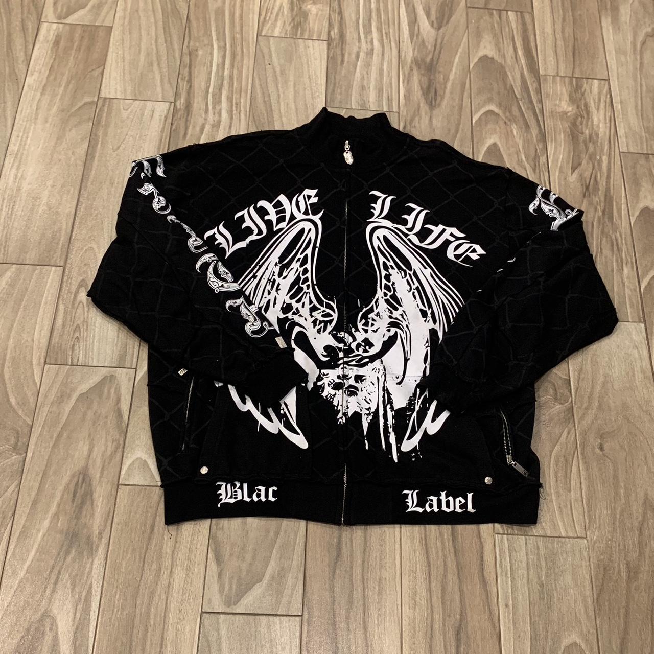 4XL Black Label Grunge Opium Affliction Style Zip Up... - Depop