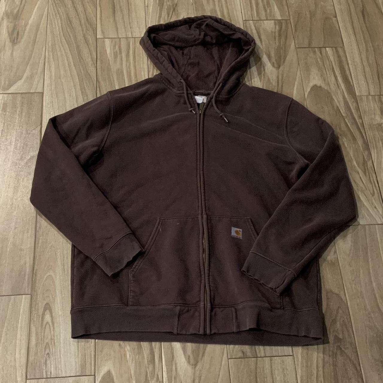 XL Brown Carhartt Zip Up Hoodie Chest: 26 Length: 29 - Depop