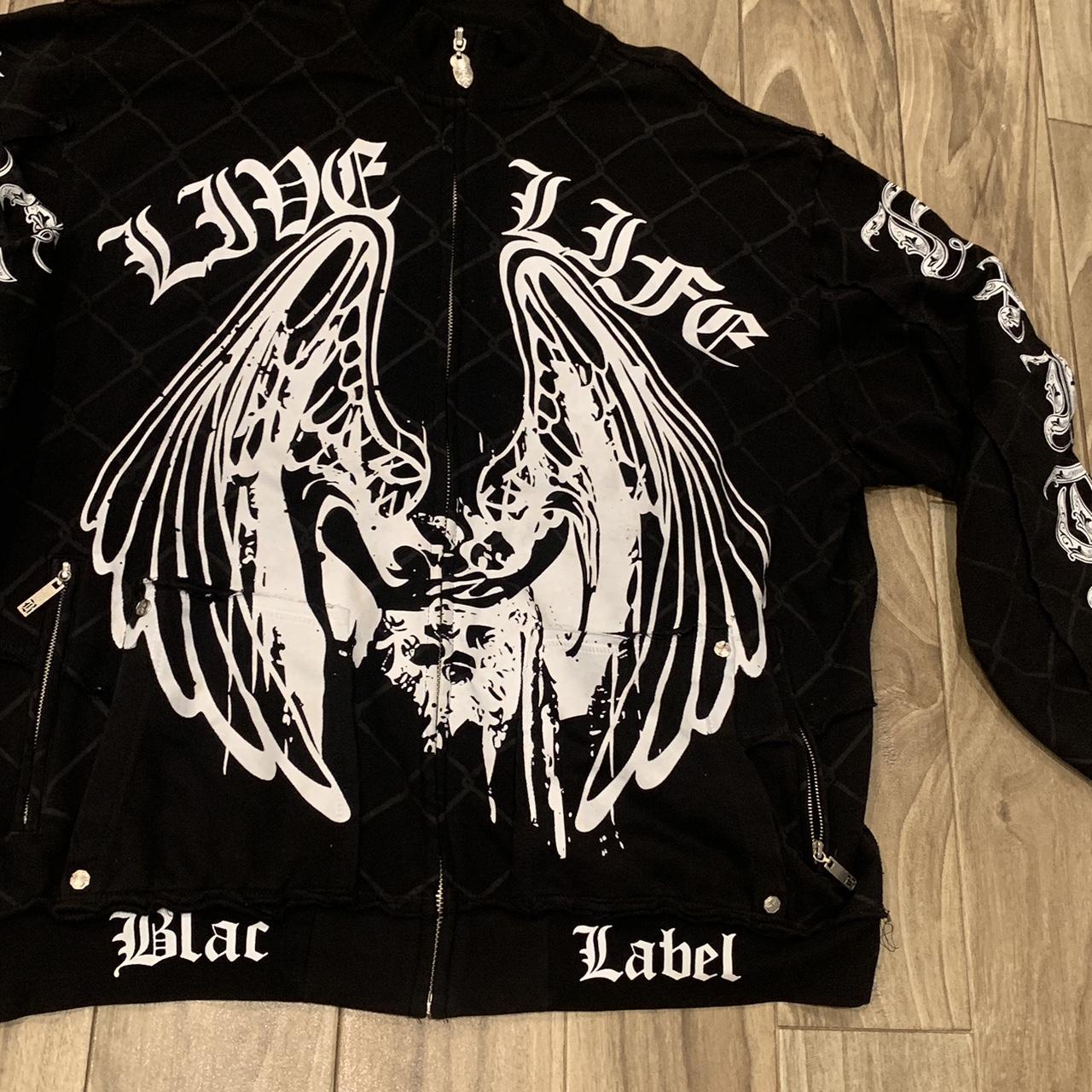 4XL Black Label Grunge Opium Affliction Style Zip Up... - Depop