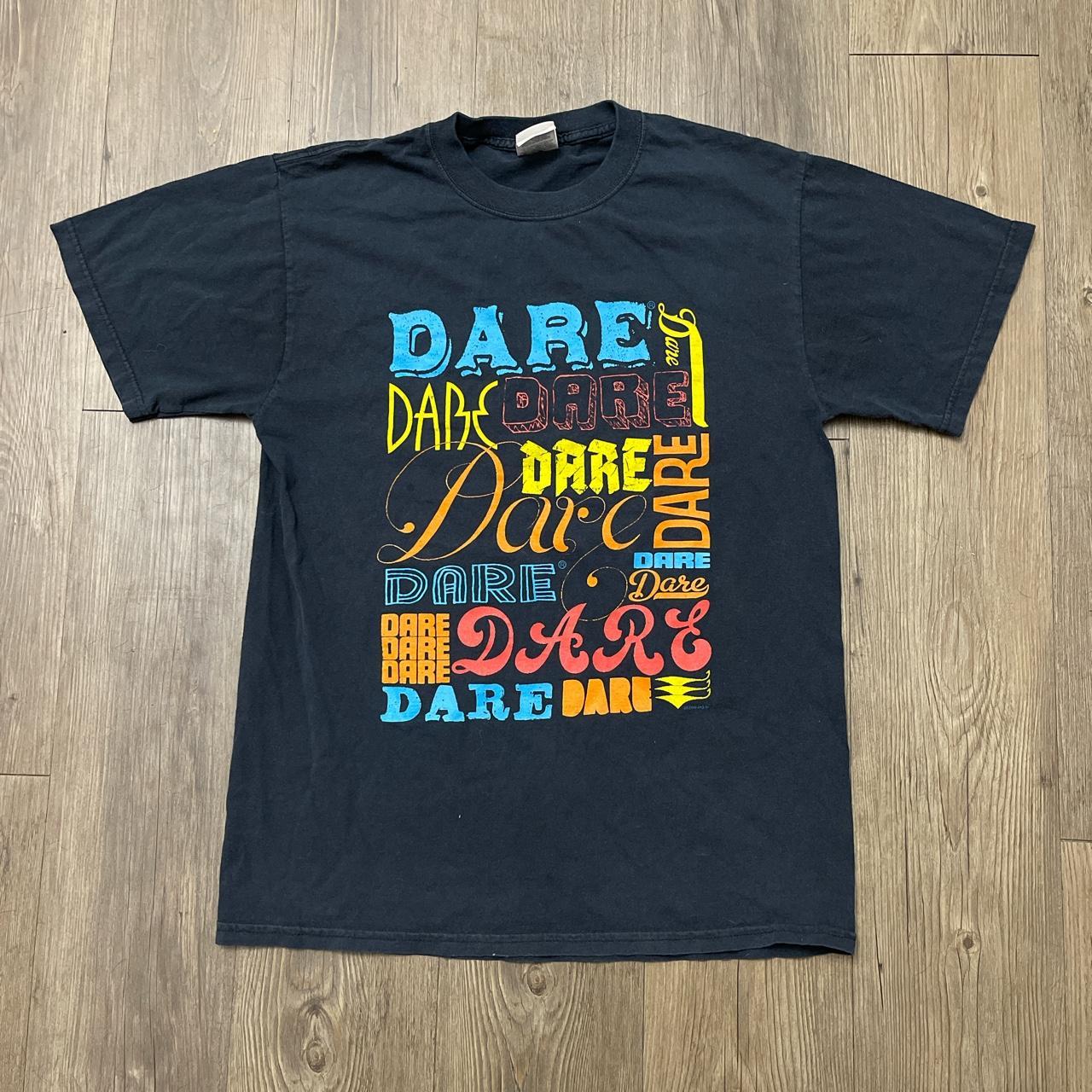 Y2K DARE To Resist Drugs Multicolor Spellout T-Shirt... - Depop
