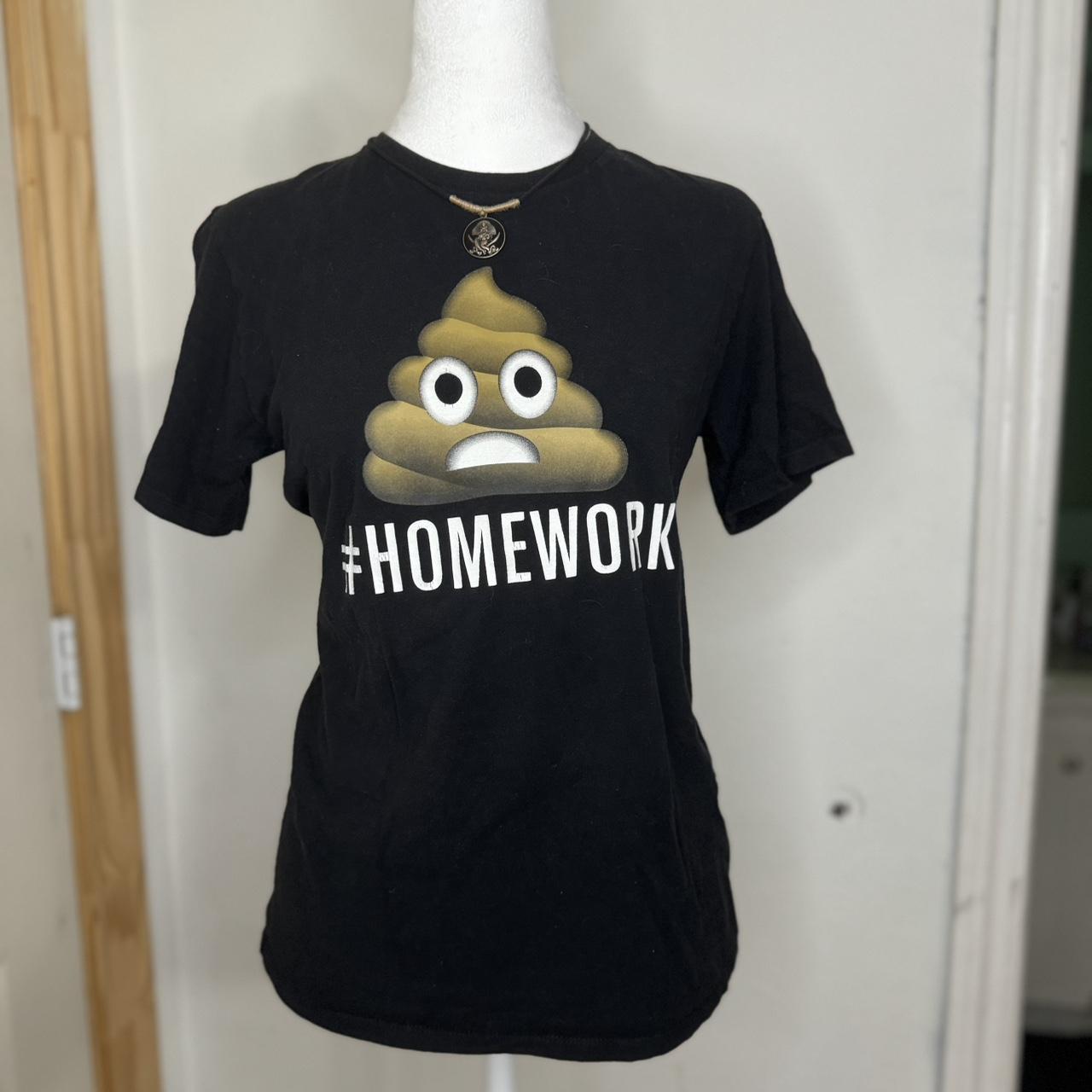 Funny homework tee in good condition fits a... - Depop