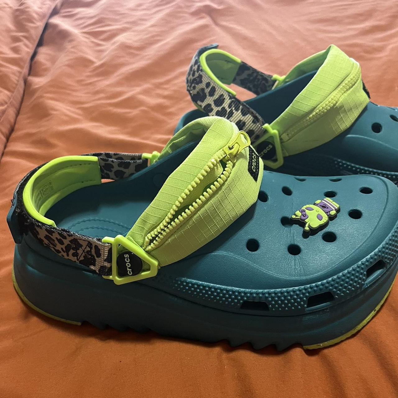 Women’s 8 platform Fanny pack crocs with hello kitty... - Depop