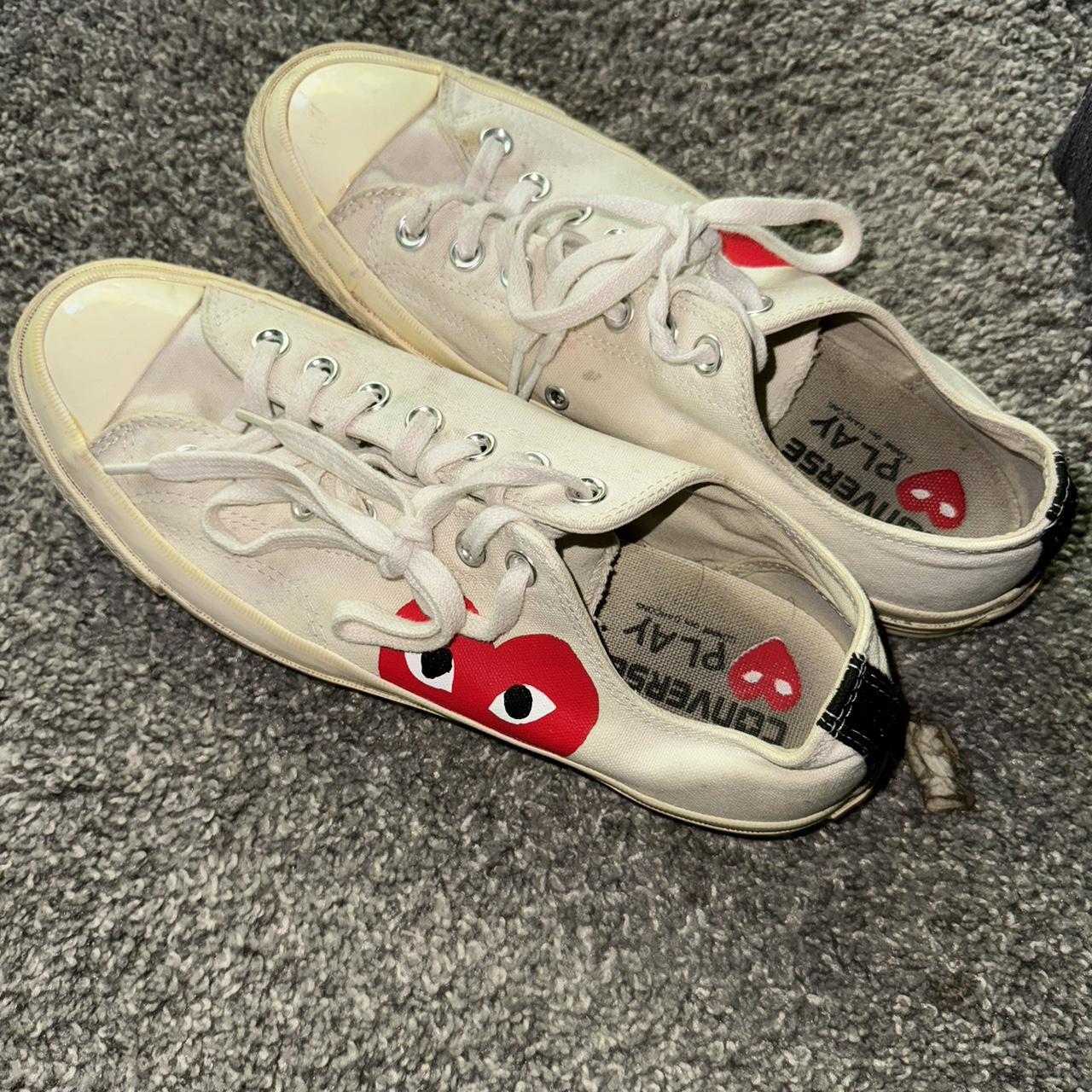 CDG White Converse - Depop