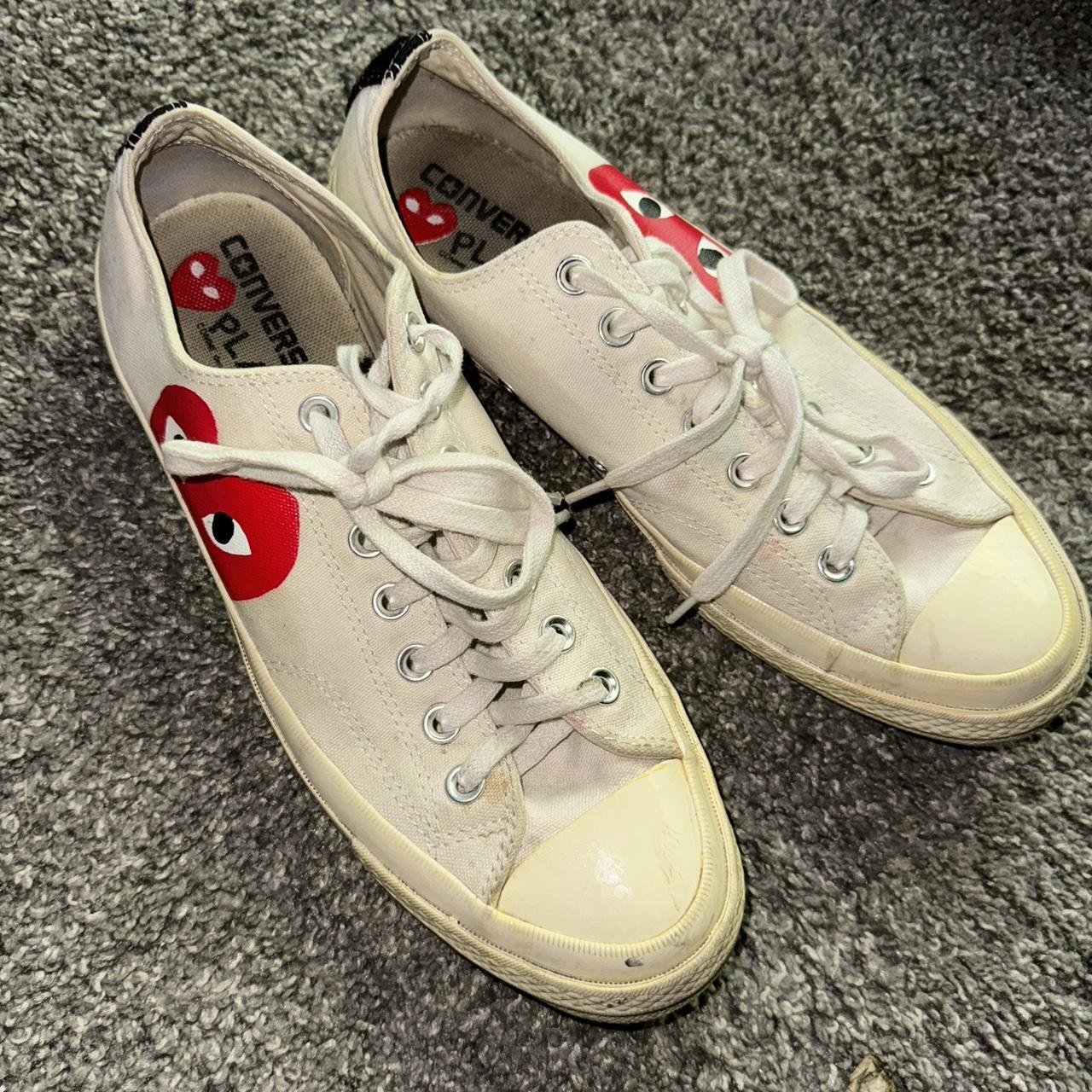 CDG White Converse - Depop