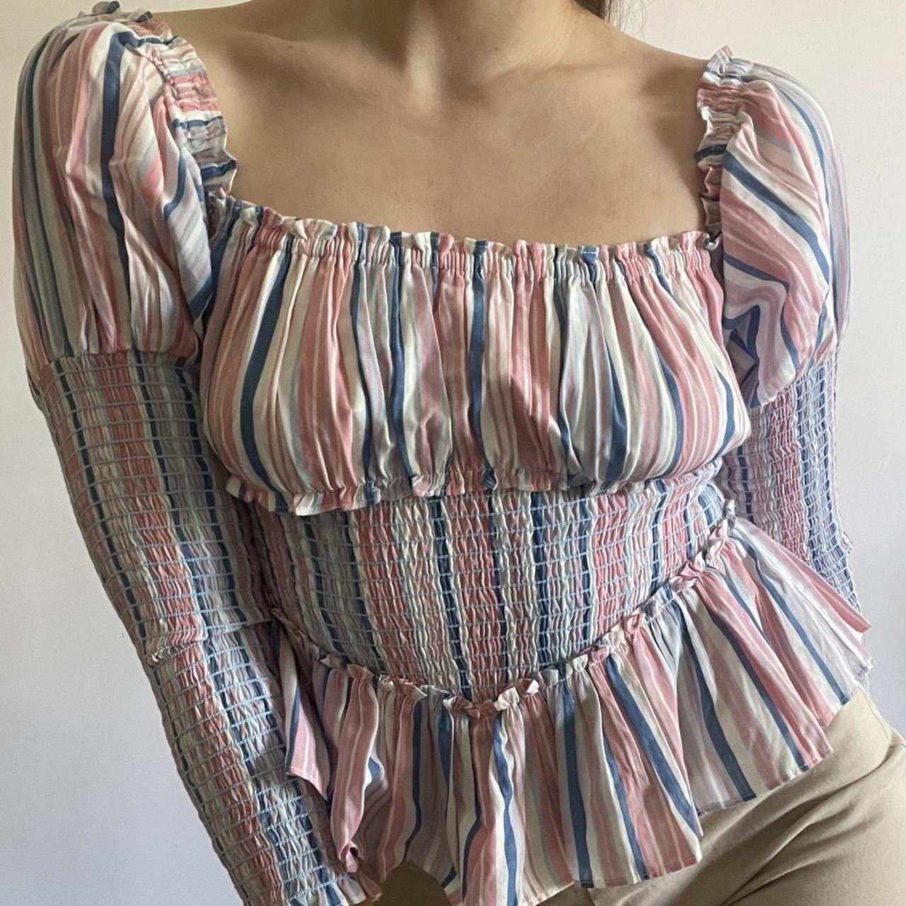 Steele label woodrow top Berry stripe Ruched... - Depop