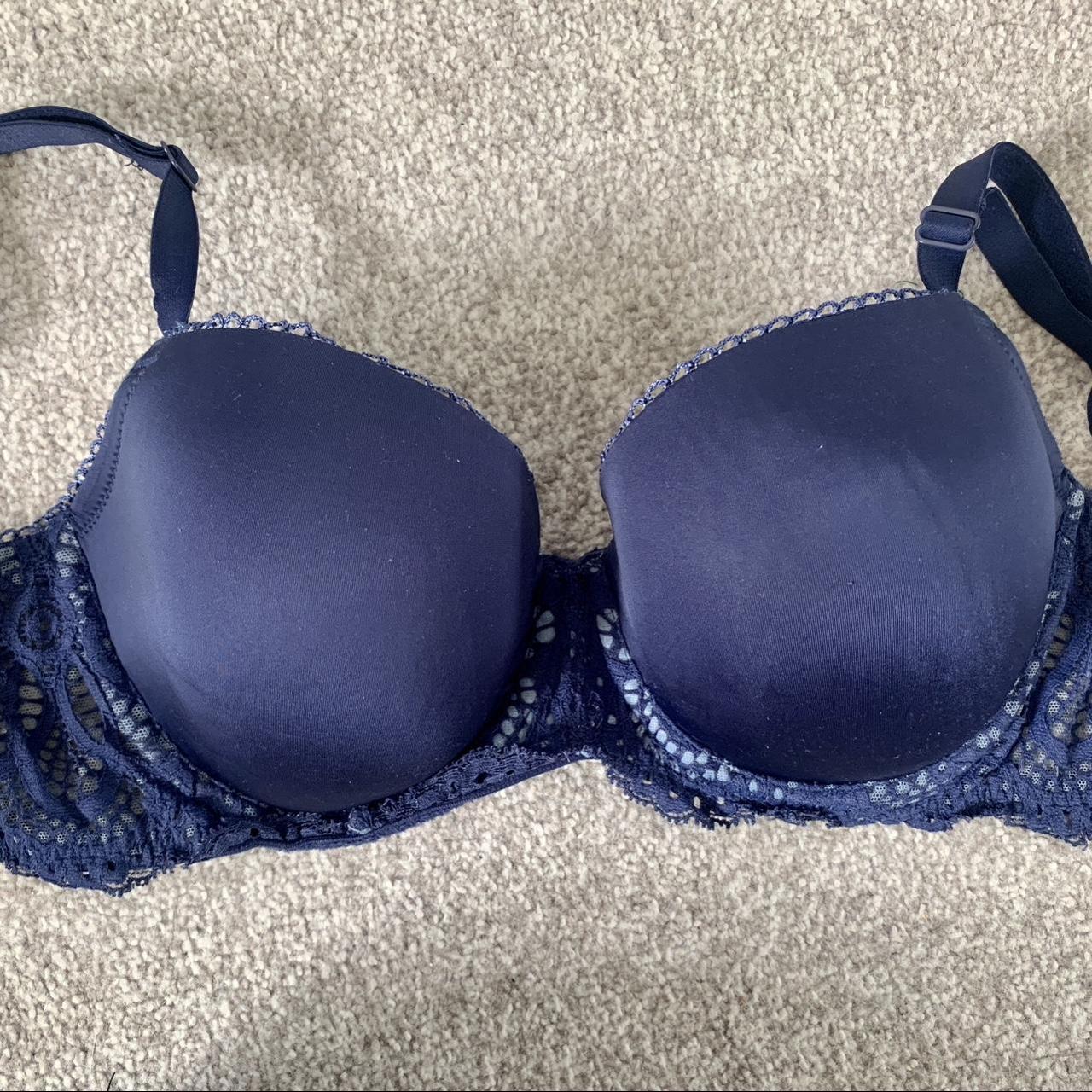 Victoria’s Secret Blue Lace Demi bra, 32DD Looking... - Depop