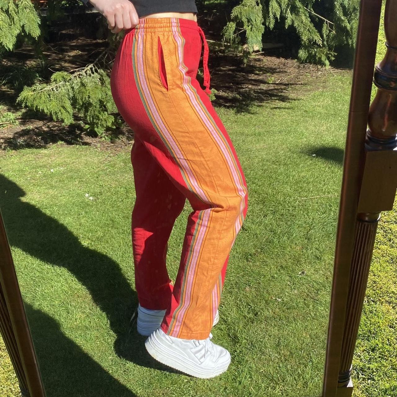 red and orange stripe tom’s trunks. size medium.... - Depop