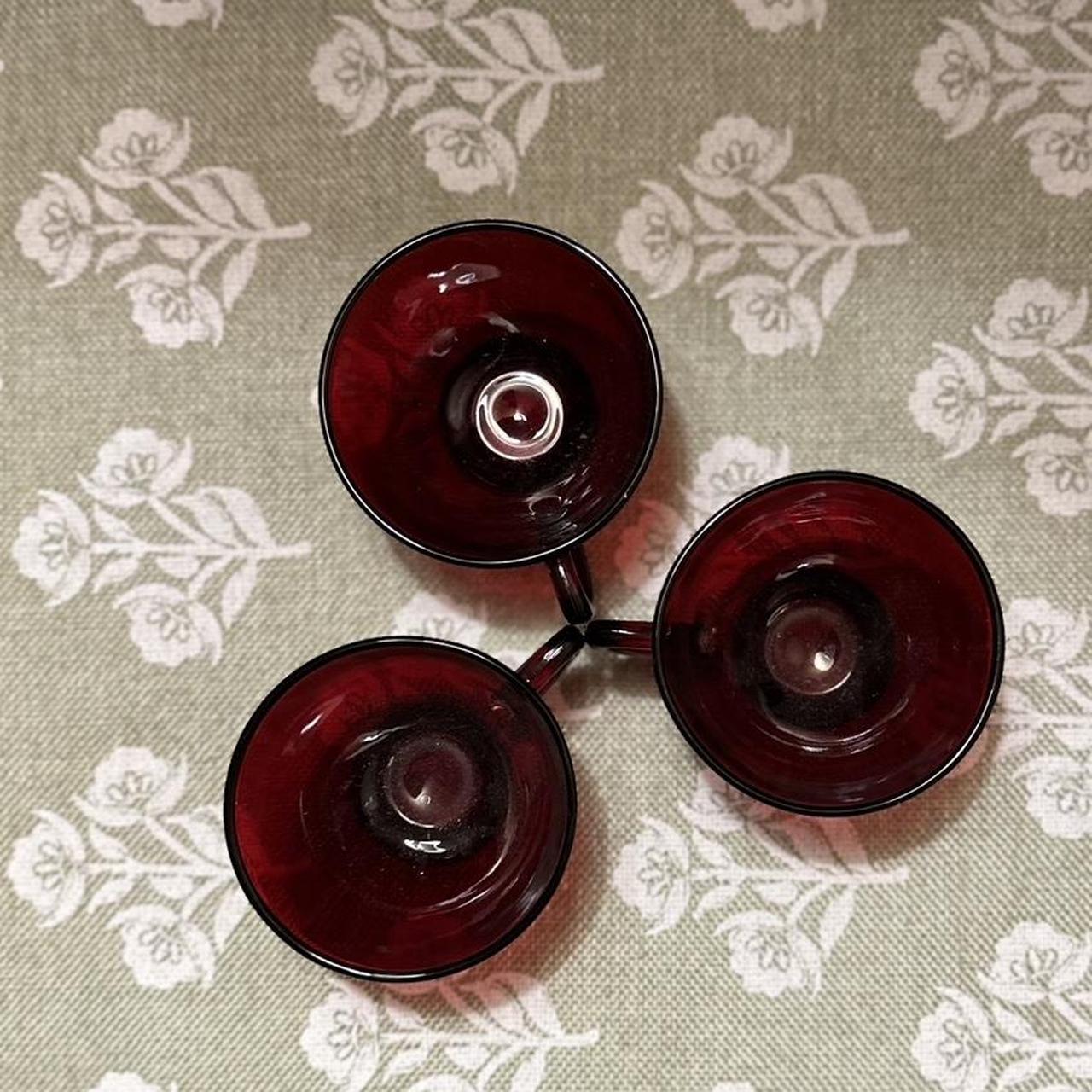 Set of 3 vintage red glass cups | Depop