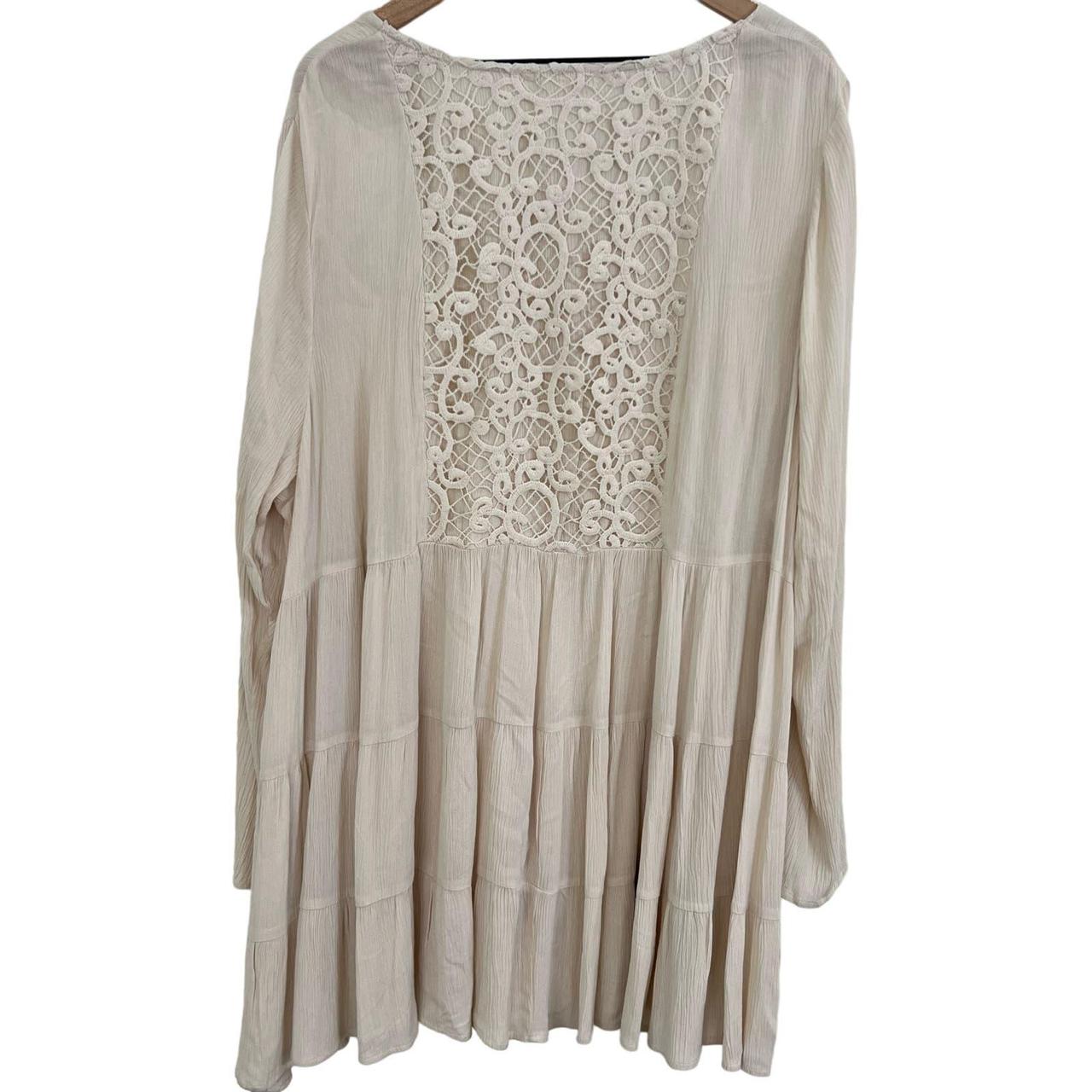 Indigo Soul Crochet Back Tier Tunic Beige Sand Size... - Depop