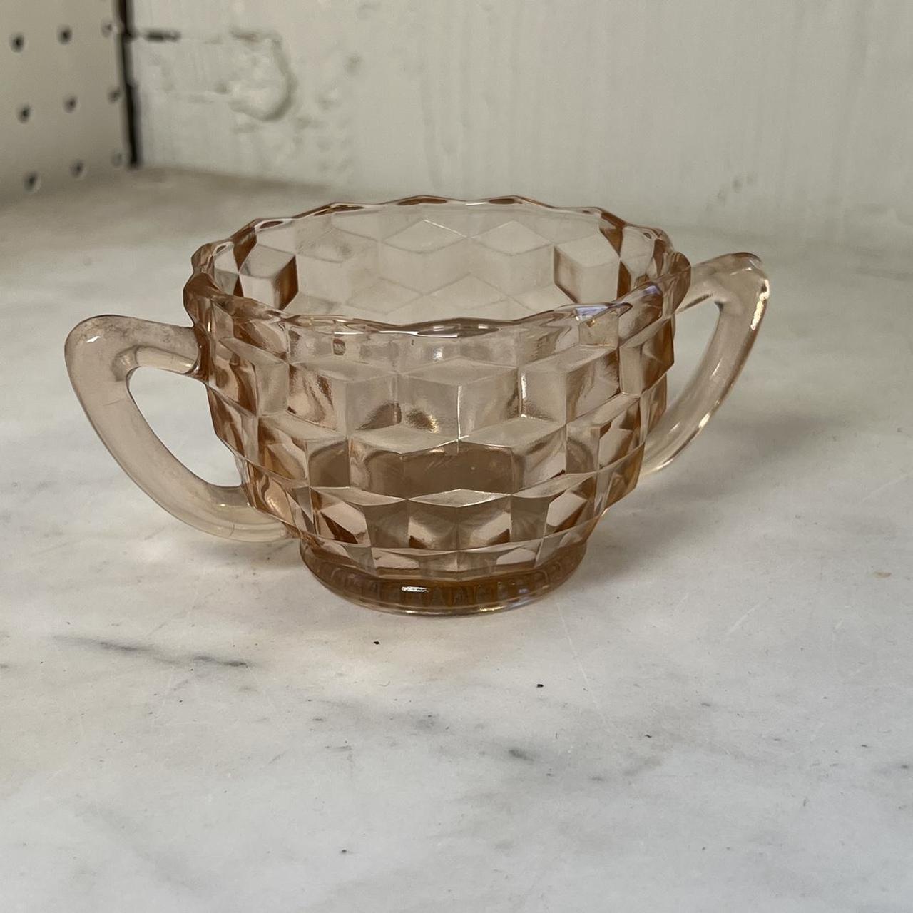 Jeannette Pink Depression Glass Cubist Pattern Open... - Depop