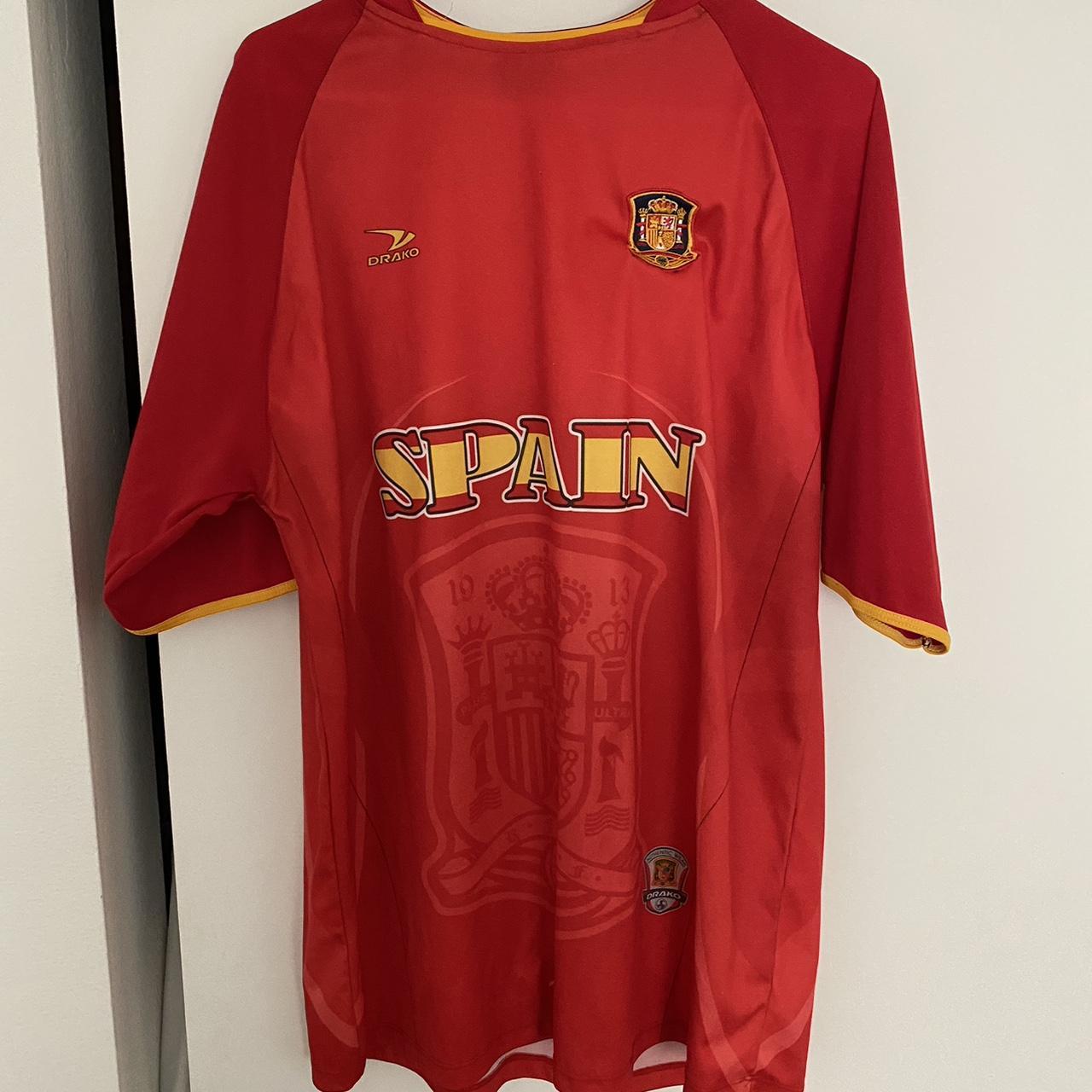 Medium large red spain soccer football jersey... - Depop