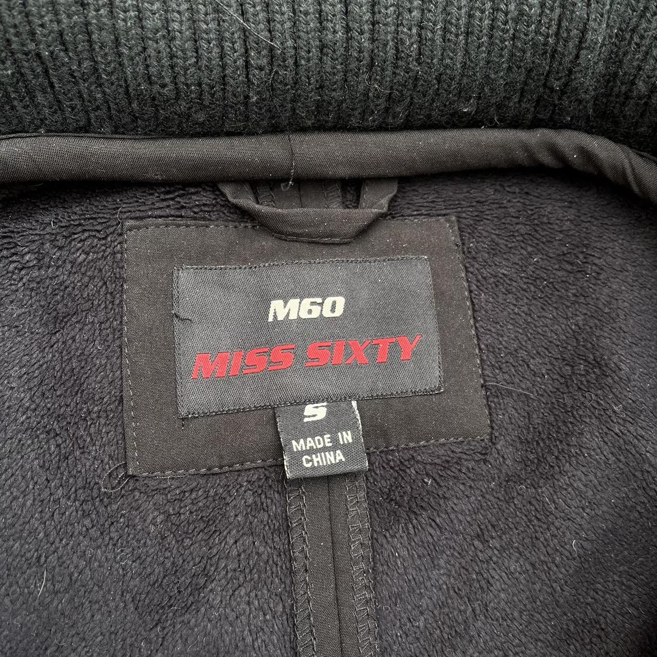 Miss Sixty Women's Black and Silver Coat | Depop