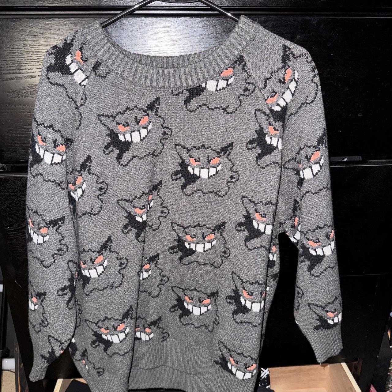 Grey and white Gengar sweater xs #Gengar #Pokemon... - Depop