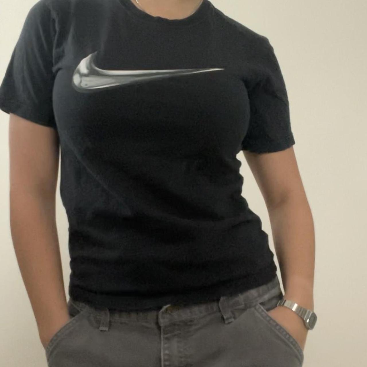 metallic mercury like nike swish bubble logo on... - Depop