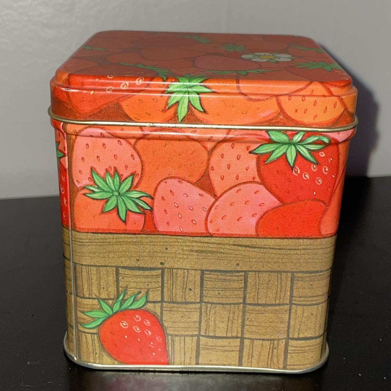 Hallmark Strawberry Metal Tin Square Storage Box... - Depop