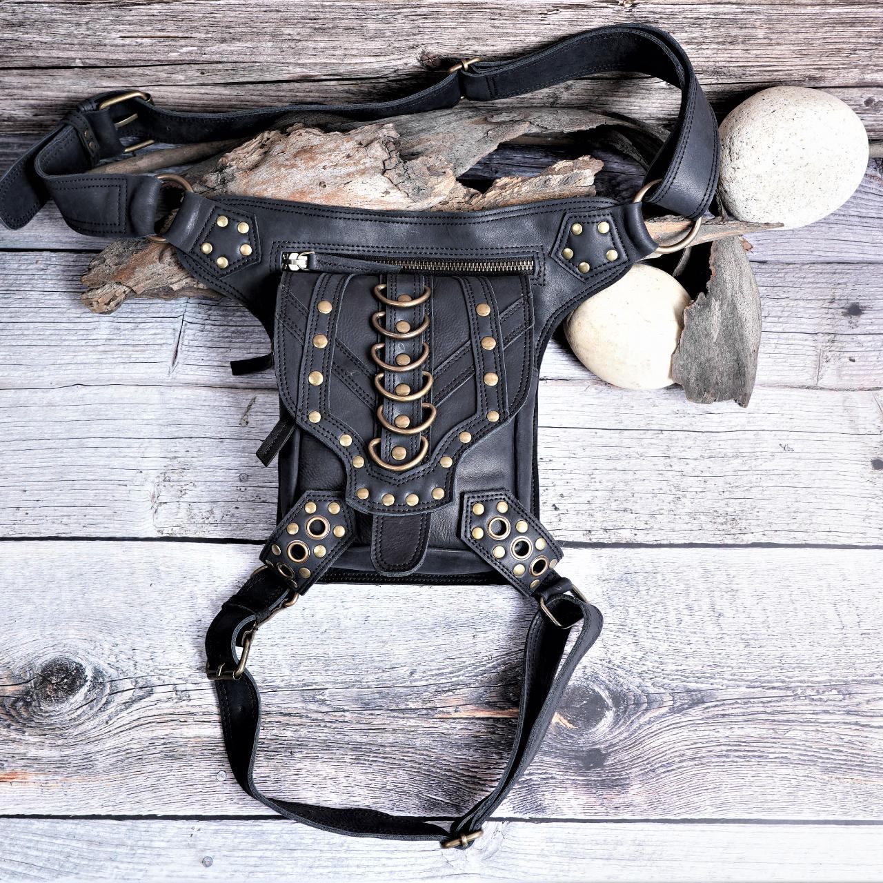 "Handmade Leather Utility Holster| Festival Pocket... - Depop