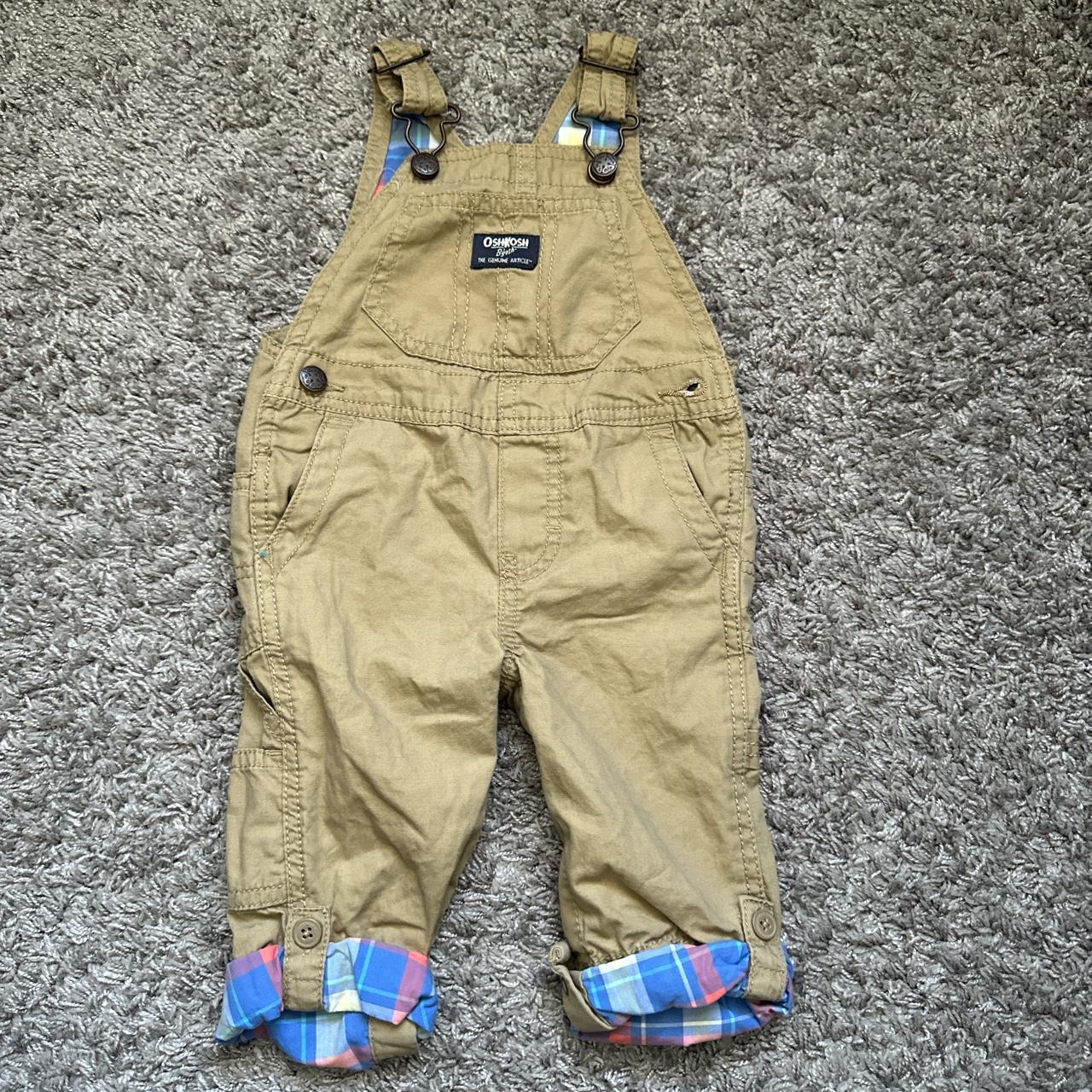 OshKosh B’gosh khaki baby overalls Size: 12 m dm... - Depop