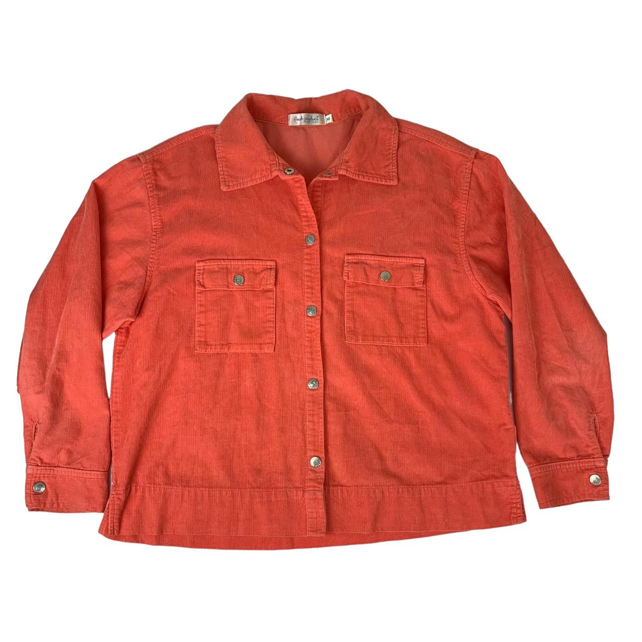 Vintage Fresh Produce Coral Corduroy Shacket Shirt... - Depop