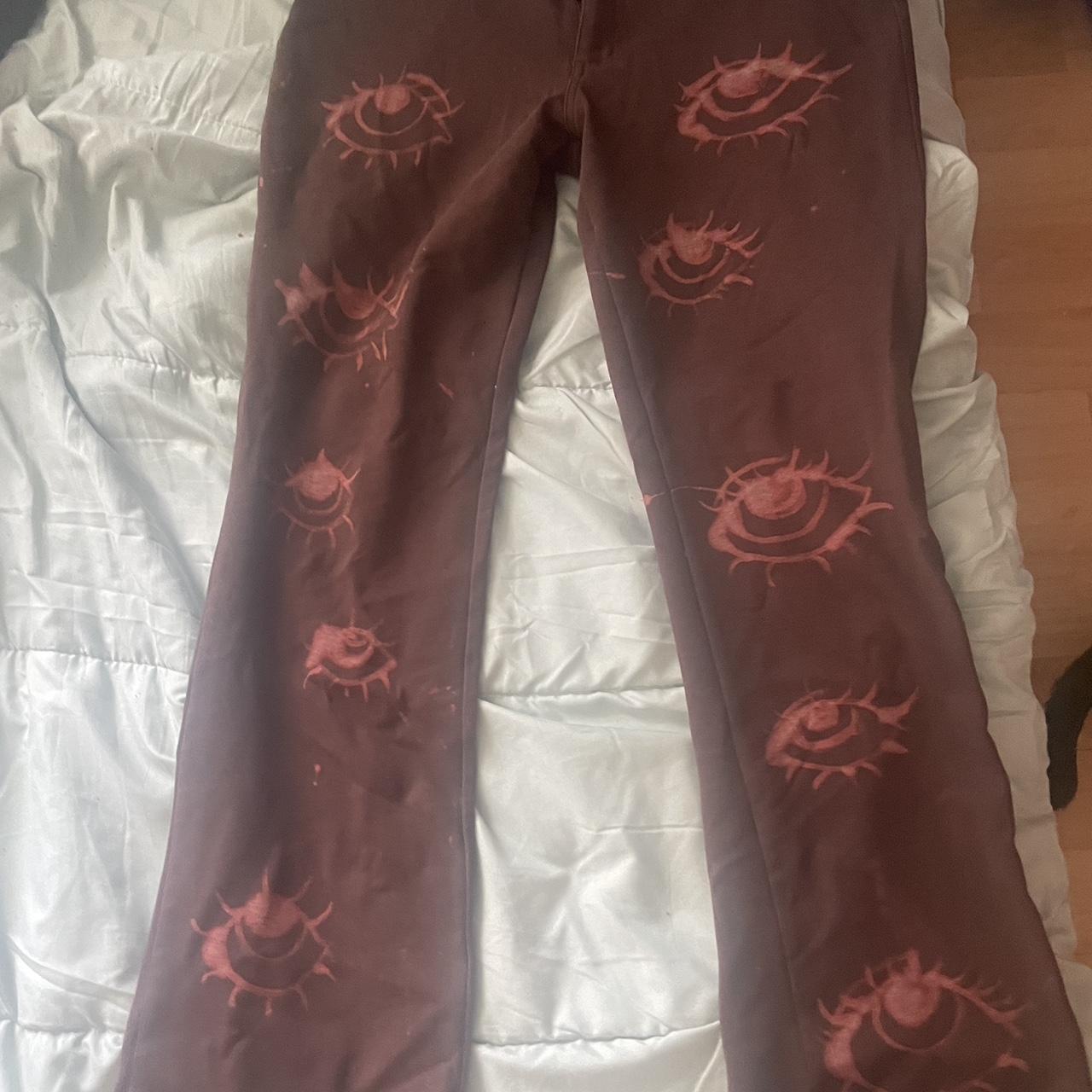 Cute hand bleached eye brown pants Never really... - Depop