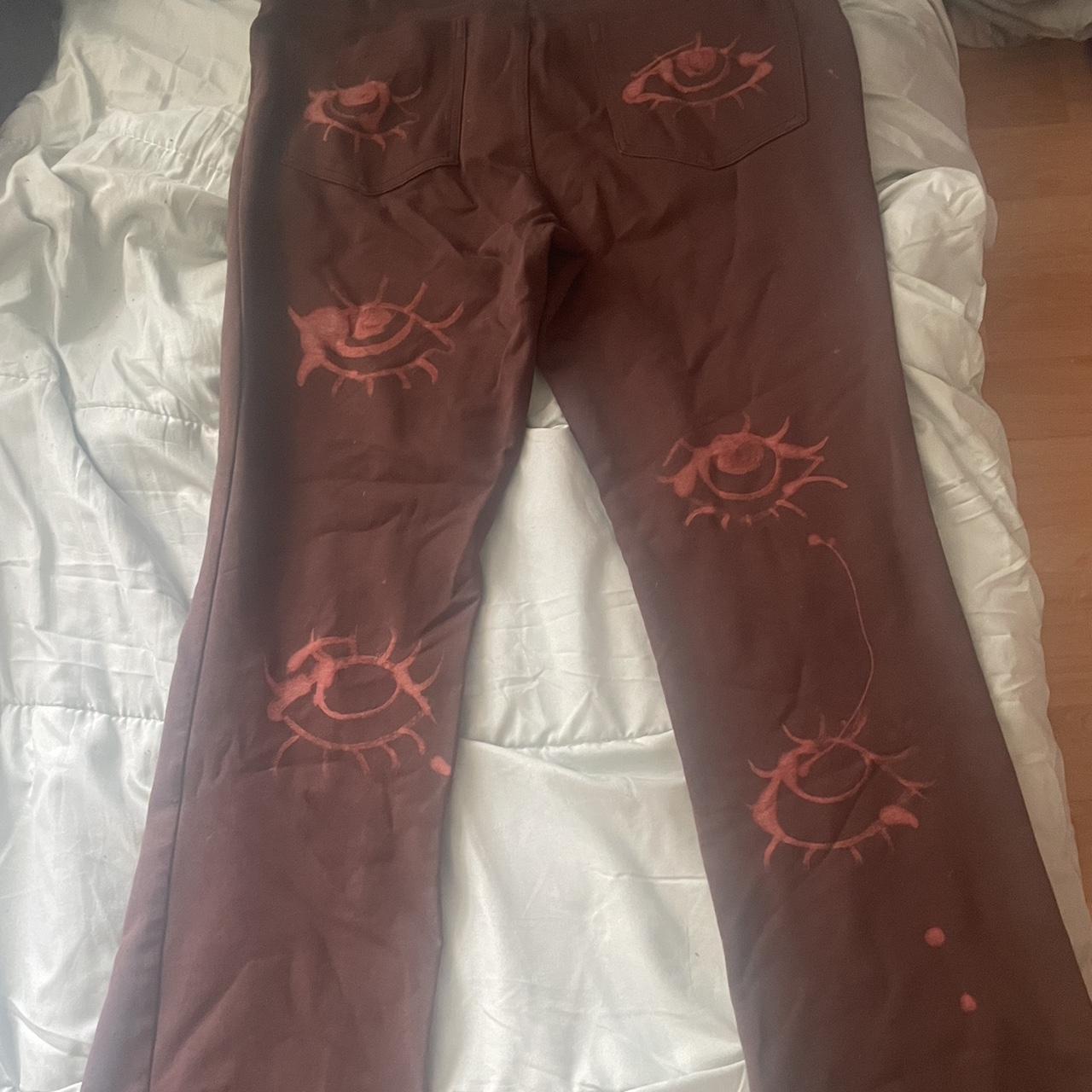 Cute hand bleached eye brown pants Never really... - Depop