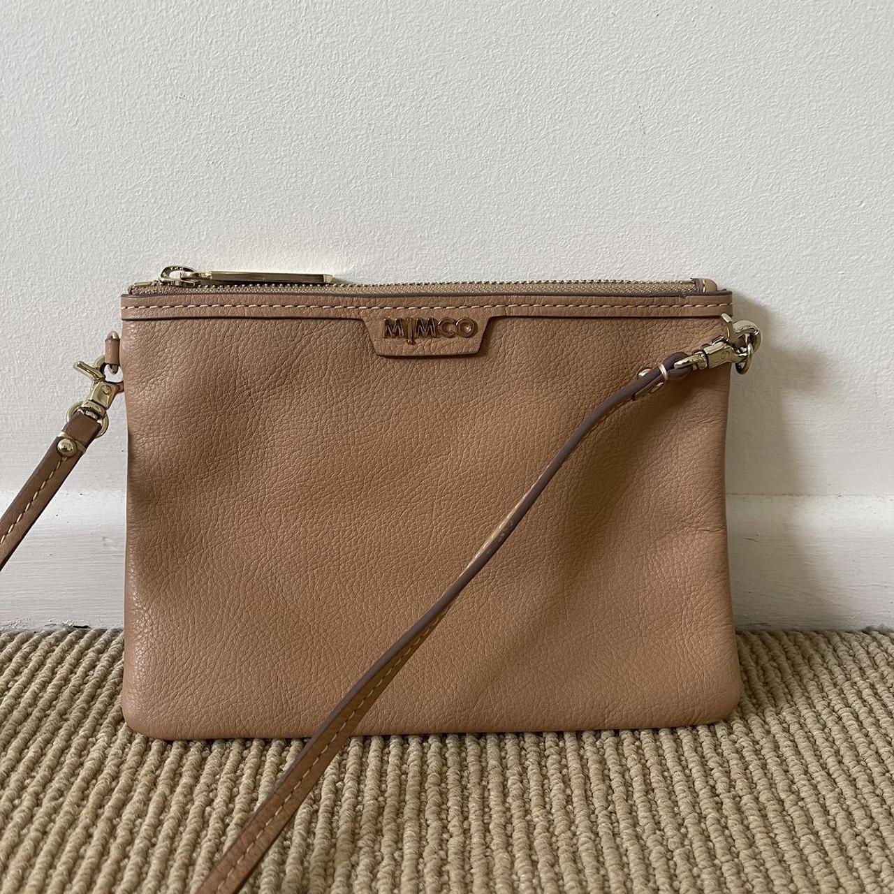 mimco mini over the shoulder bag brown/tan colour... - Depop