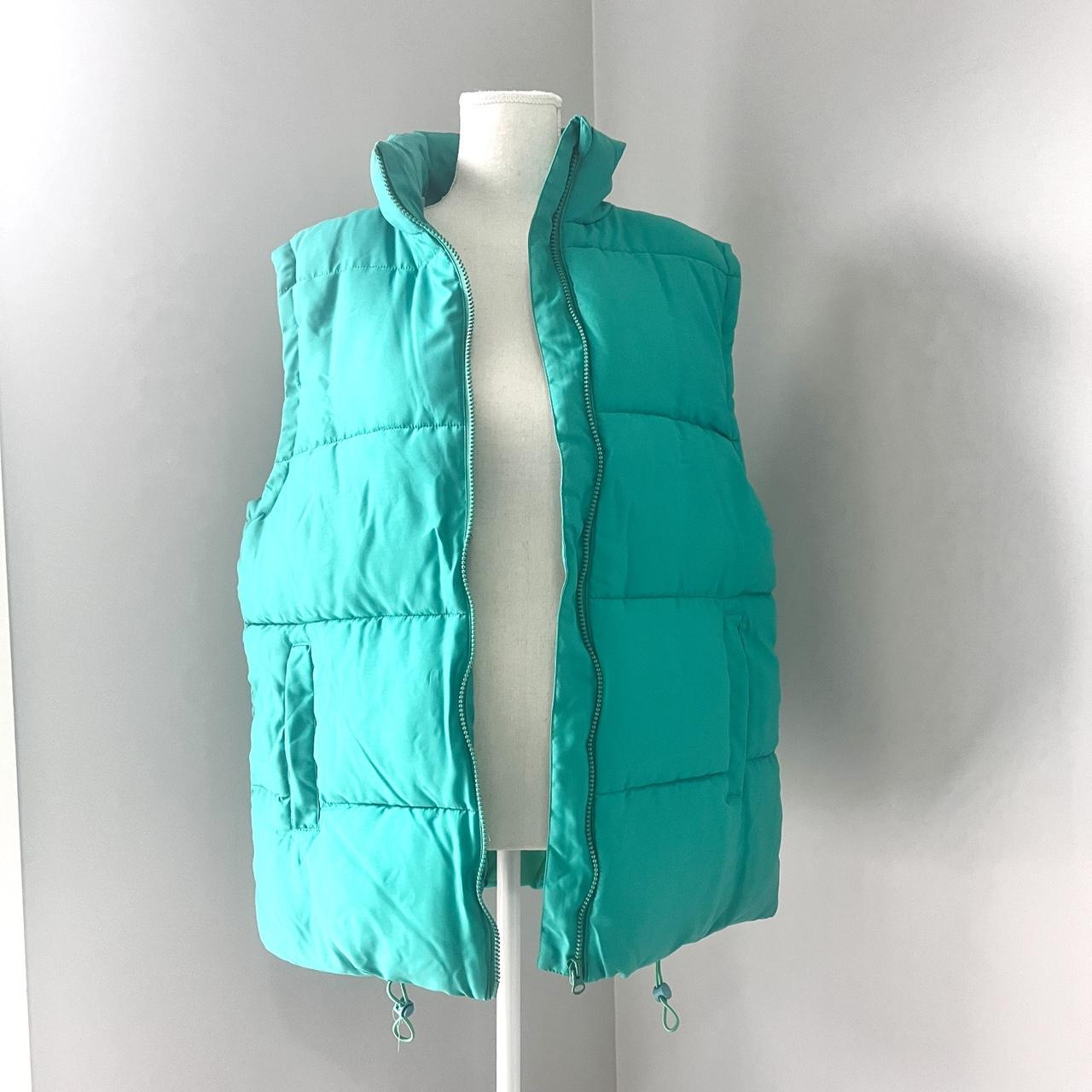 Green Puffer Vest - Size XS (6) Green... - Depop