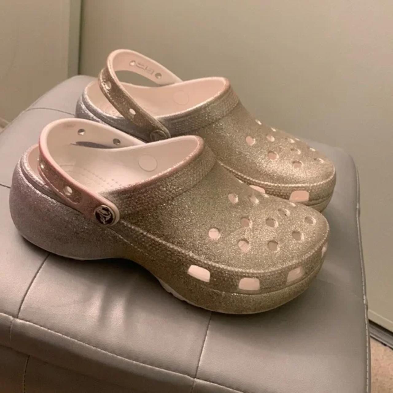 Crocs platform clogs with Ombré Silver & Gold... - Depop