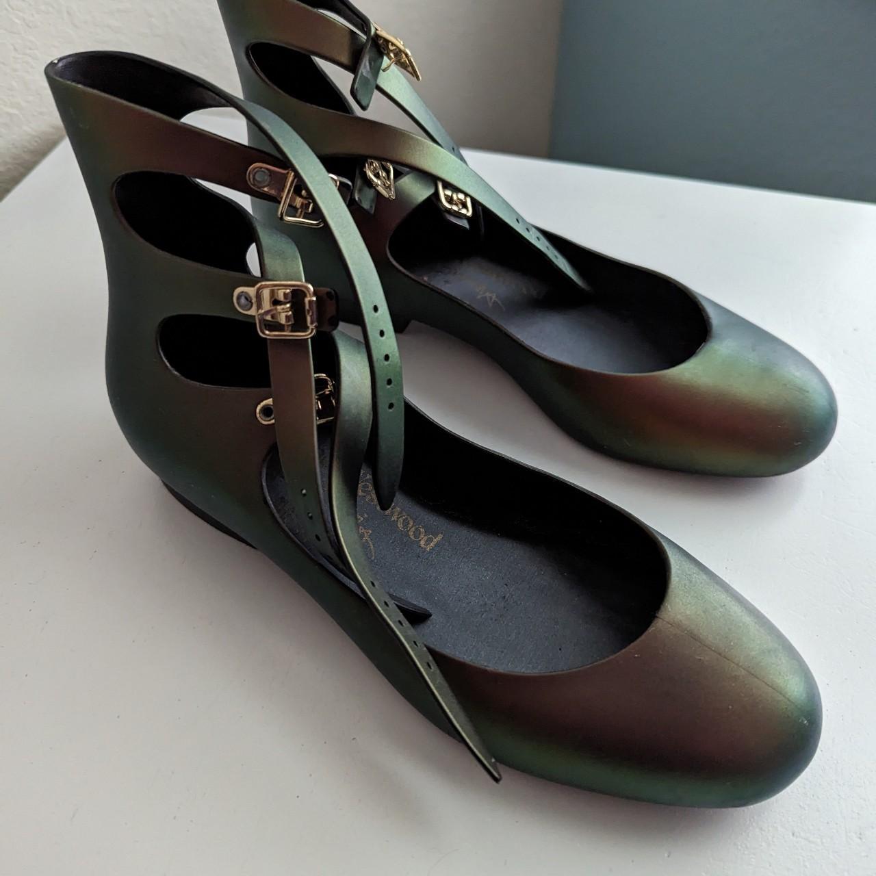 Vivienne Westwood Women's Green and Gold Ballet-shoes | Depop
