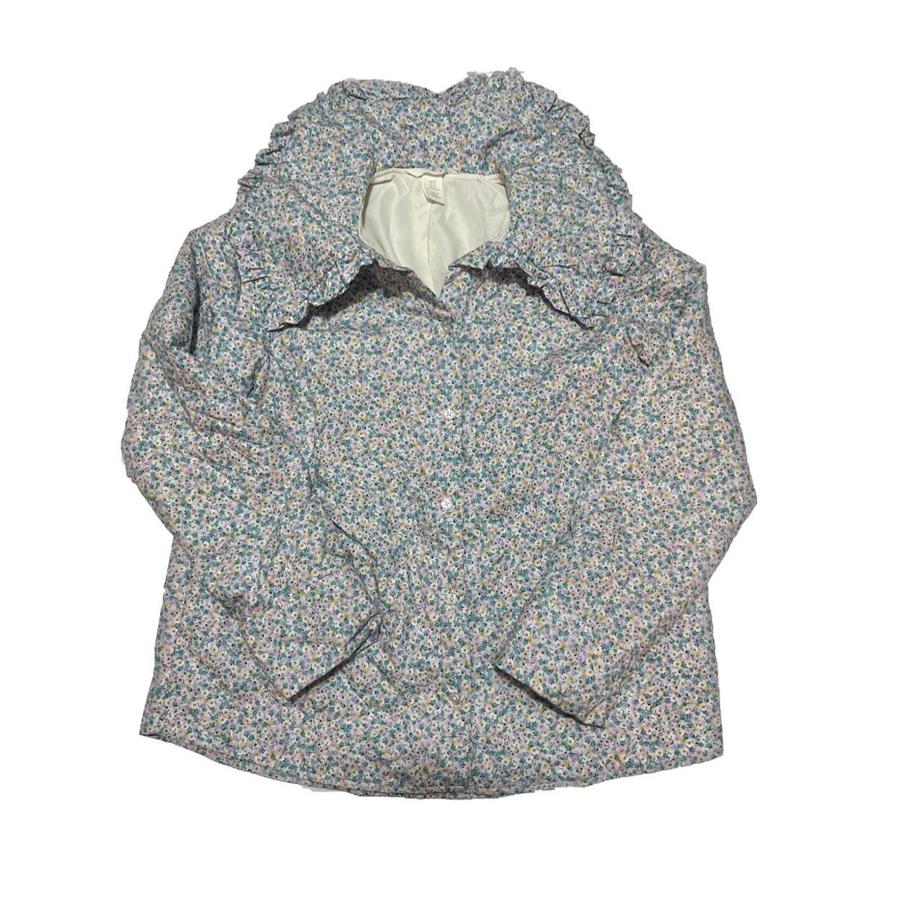 H&M vintage looking blue quilted jacket! Size... - Depop