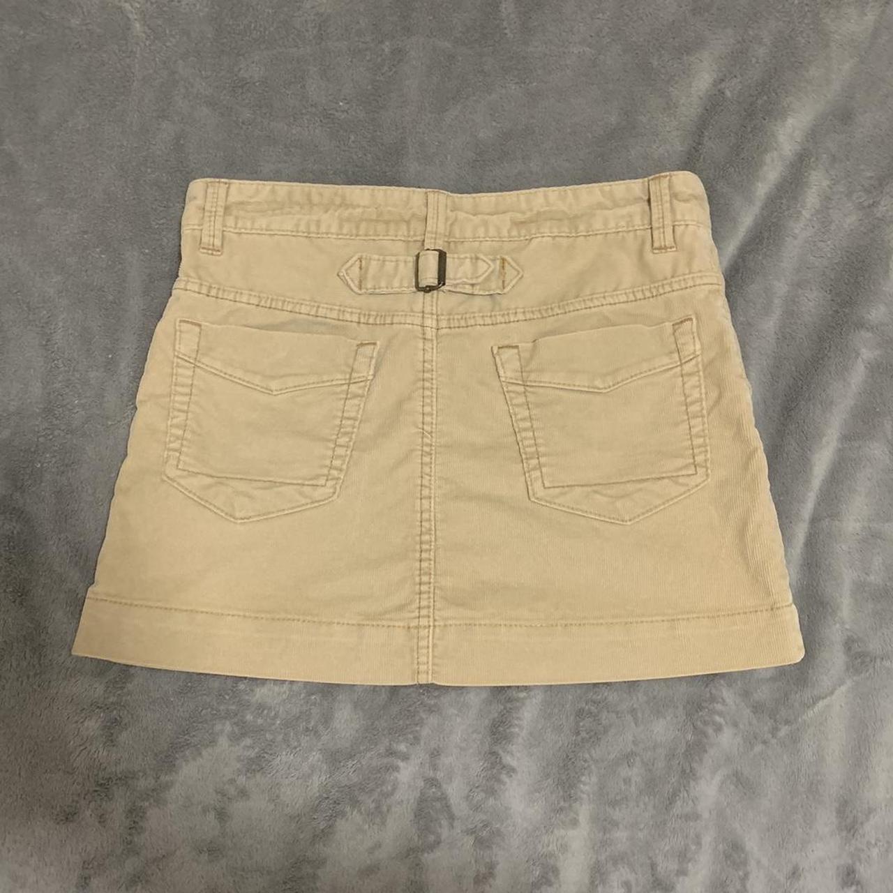 Y2K beige corduroy kinda mini skirt Size: 4... - Depop