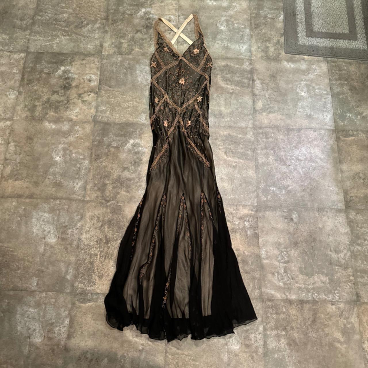 Vintage rare prom dress Size: 6 small Gold and black... - Depop