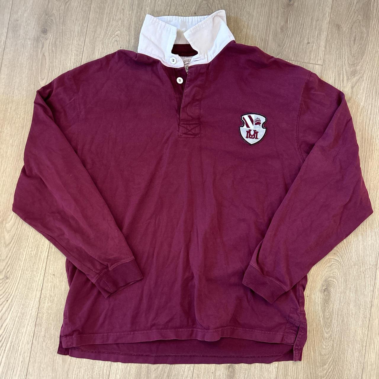 VINTAGE RUGBY SHIRT Unique burgundy maroonish... - Depop
