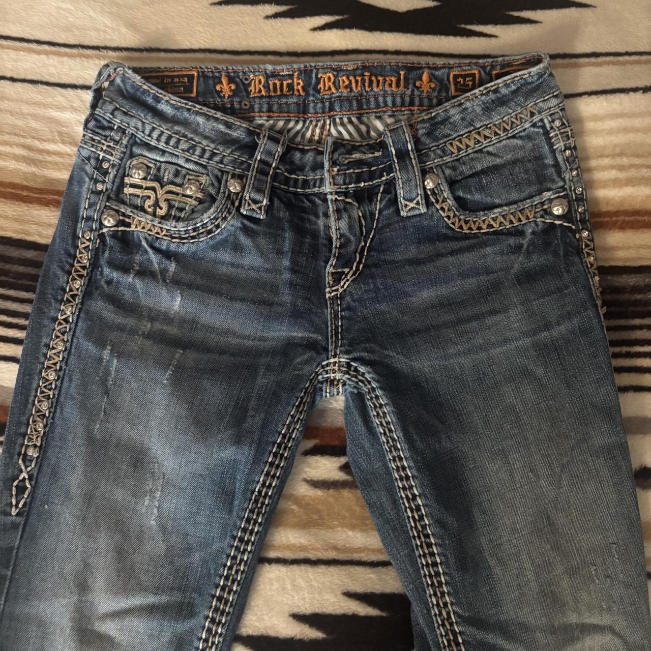 Rock Revival bootcut jeans size 25 Orange and white... | Depop
