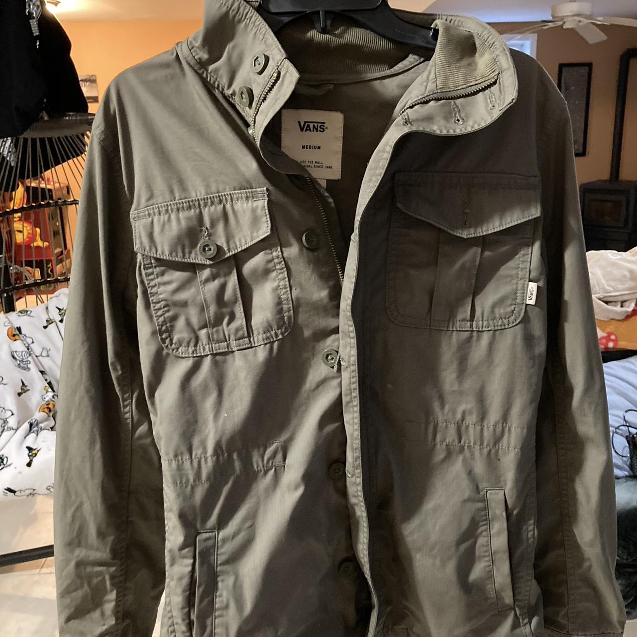 Olive green vans jacket Size medium Good condition... - Depop