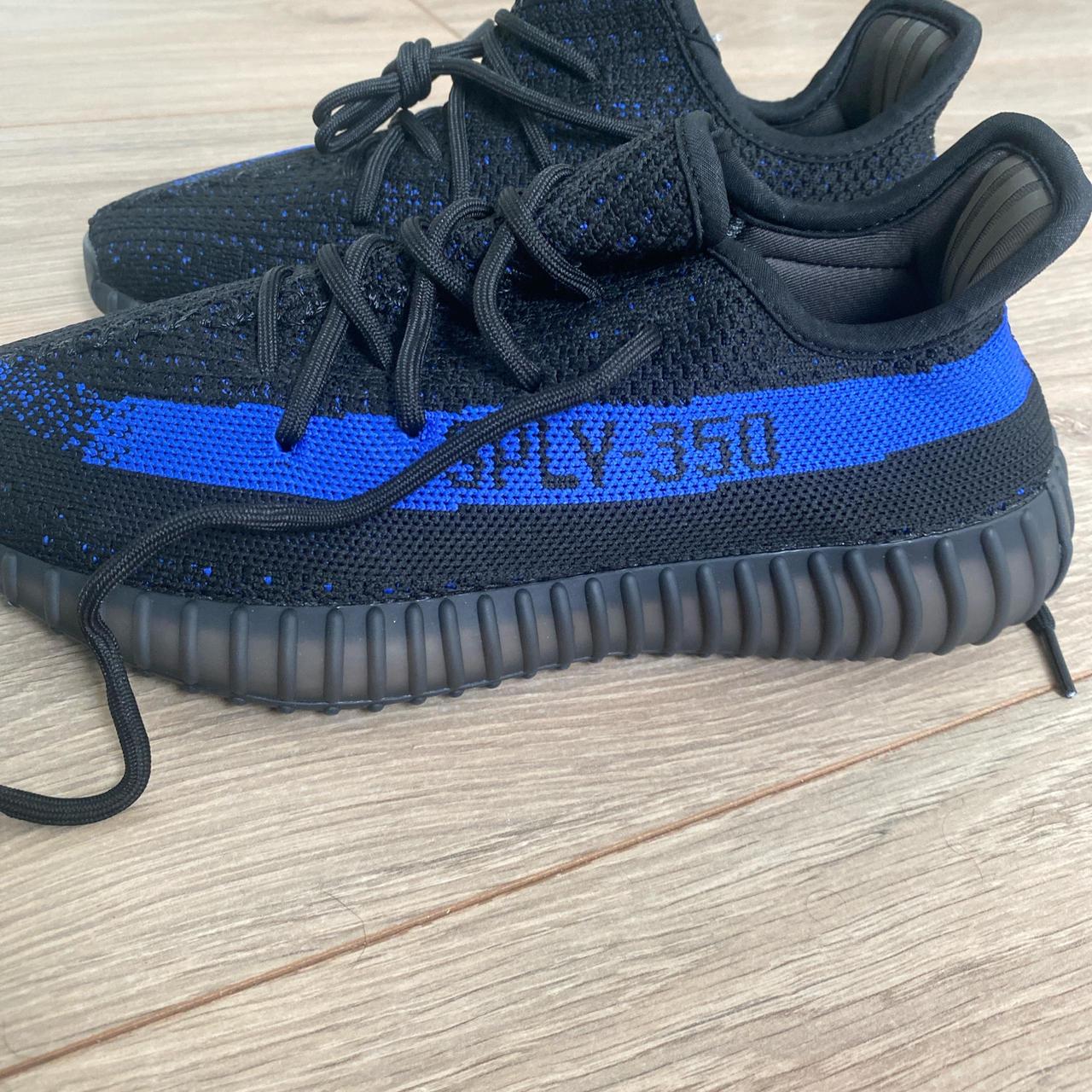 YEEZY 350, blue and black never worn once and bought... | Depop