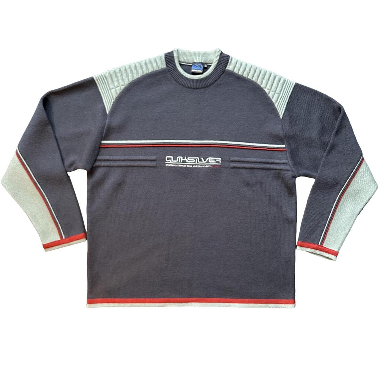 Vintage quicksilver woollen jumper navy y2k Men’s :... - Depop