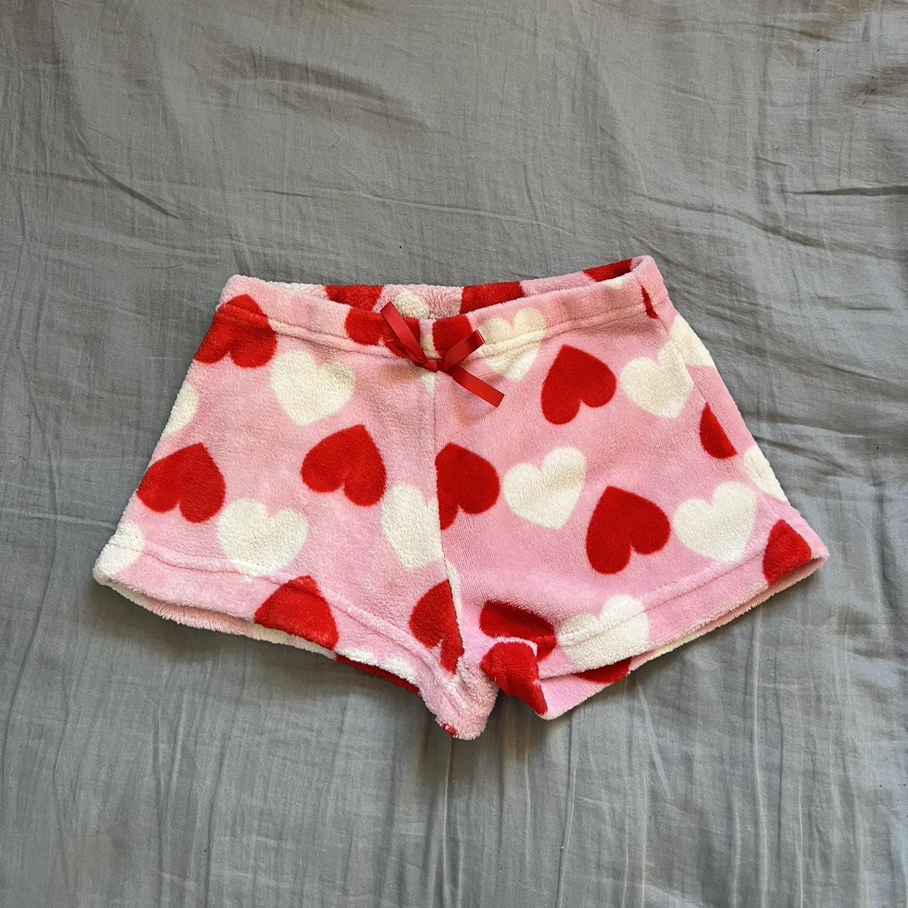 Cute cozy heart pj shorts, perfect for valentines... - Depop