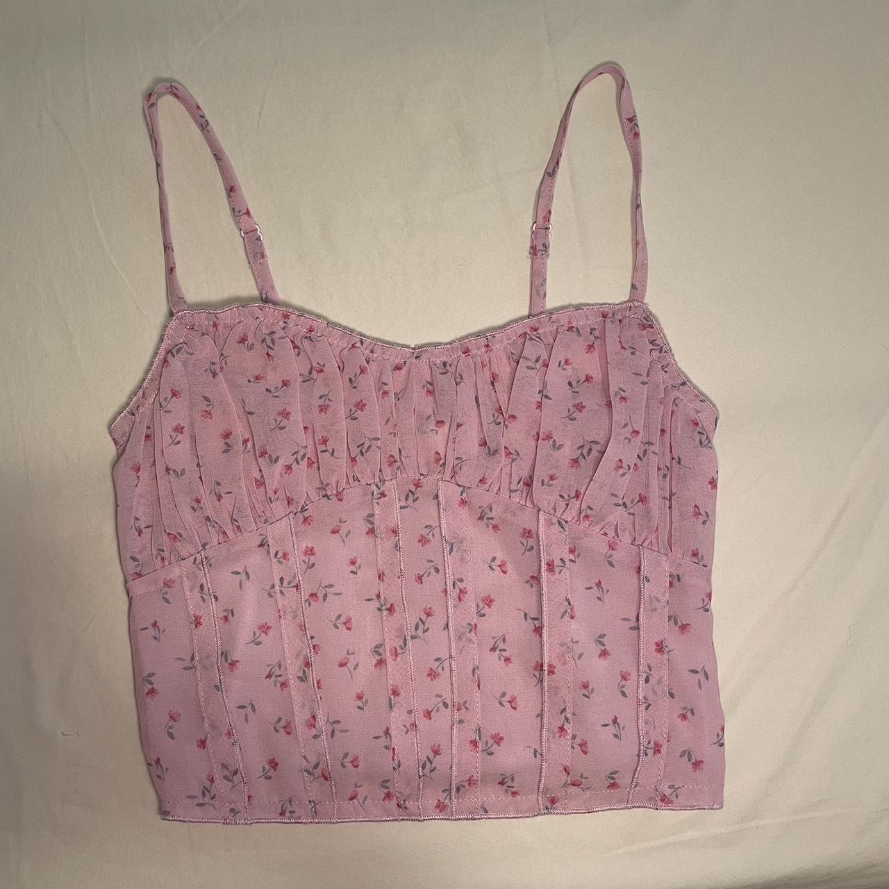 GLASSONS pink floral cami tank top 💕🌷 Size US 2 (UK... - Depop