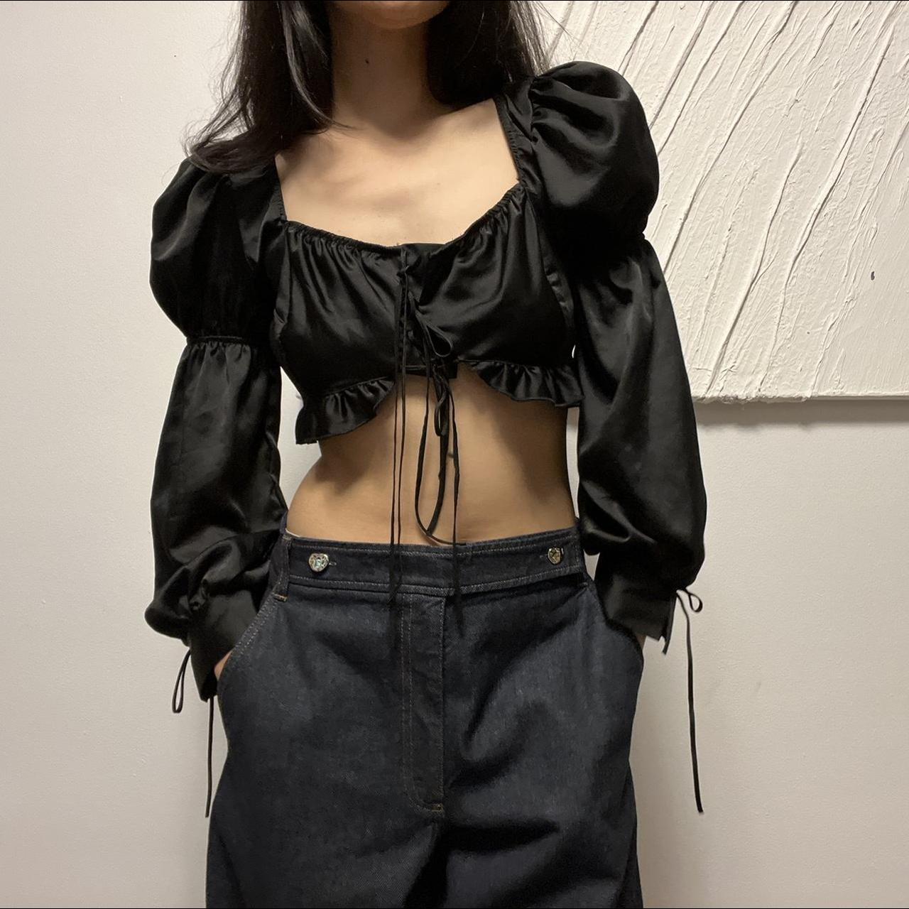 Topshop Women's Black Crop-top | Depop