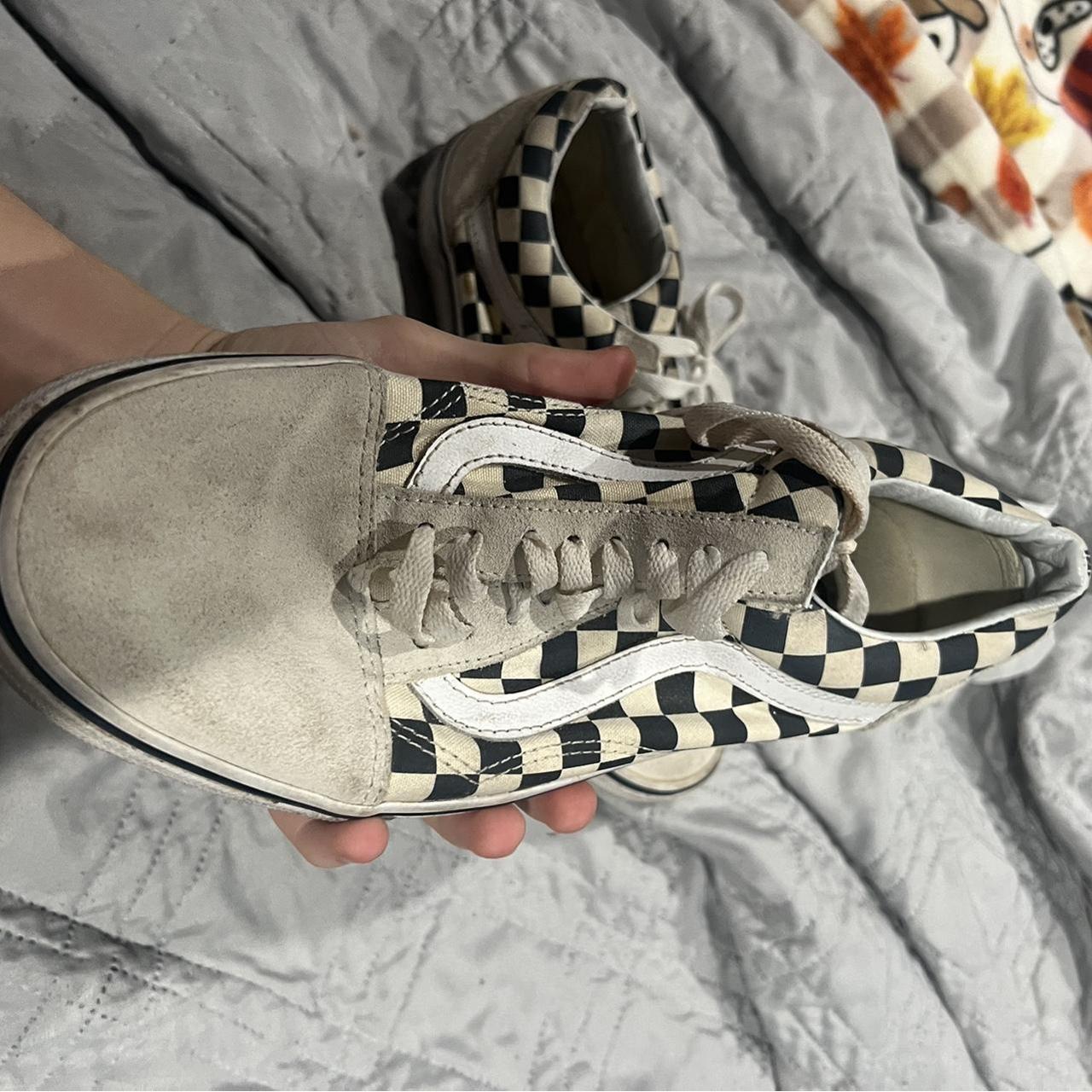 White checkered vans size 9.5 - Depop