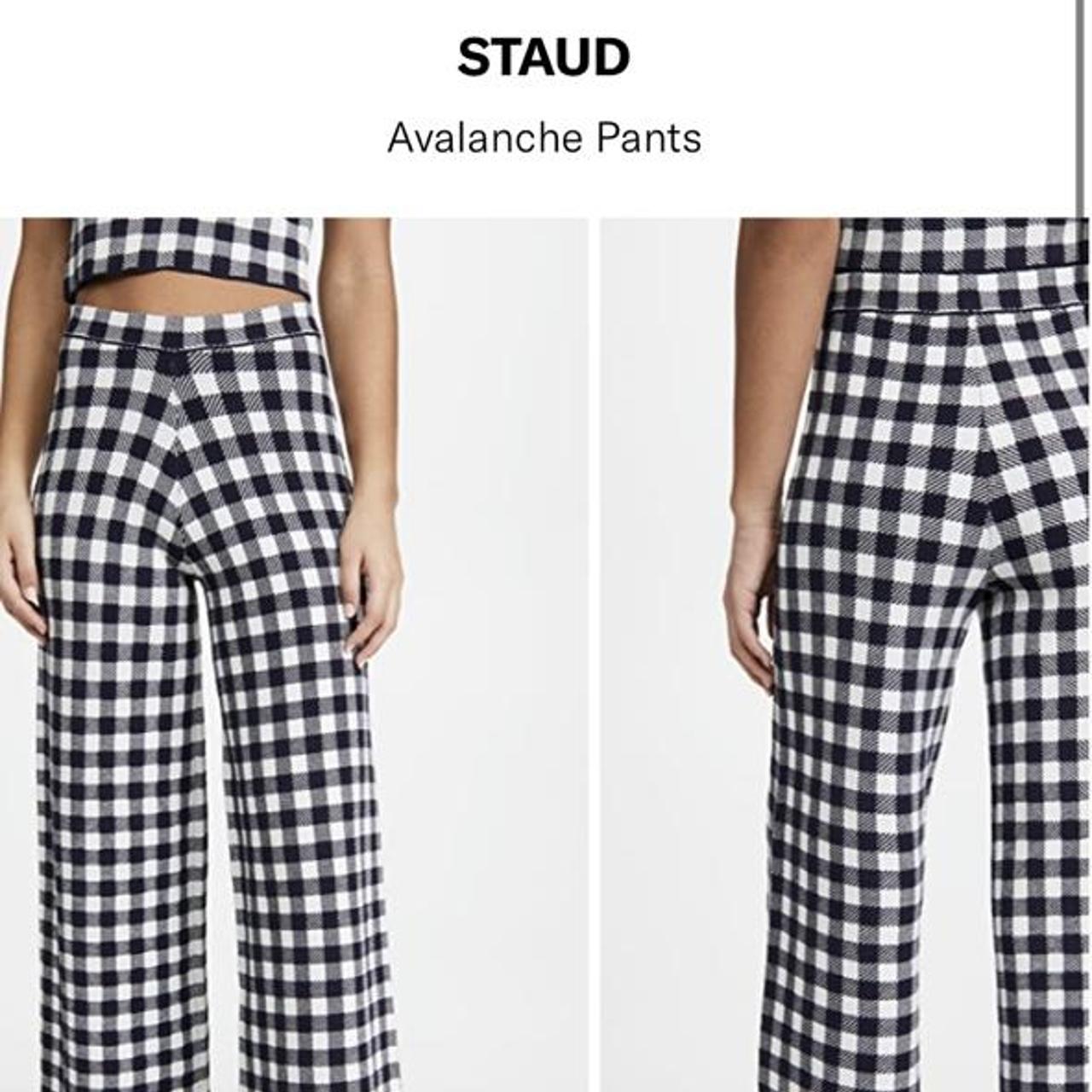 STAUD Avalanche gingham navy pants in size L - Depop