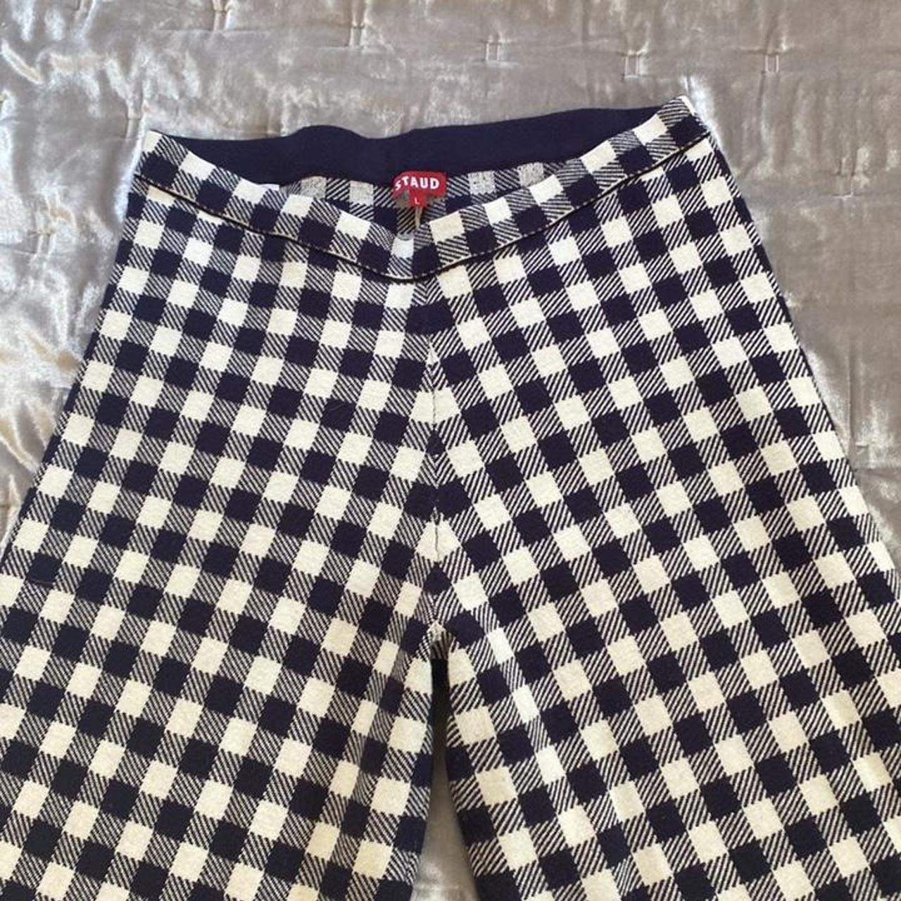 STAUD Avalanche gingham navy pants in size L - Depop
